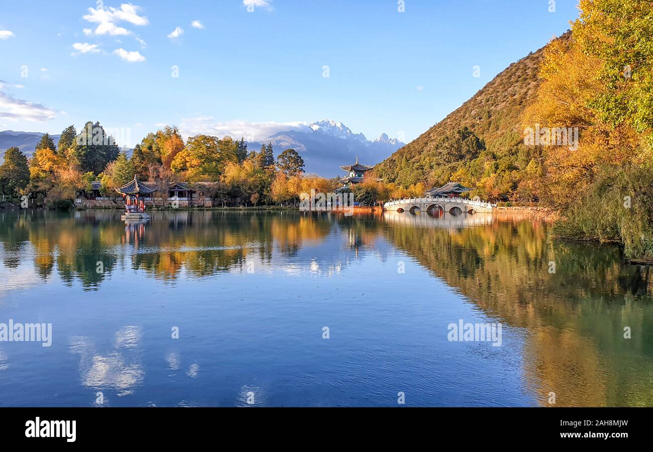 Black Dragon Pool Scenic Park at Lijiang, Yunnan Province, China Stock ...