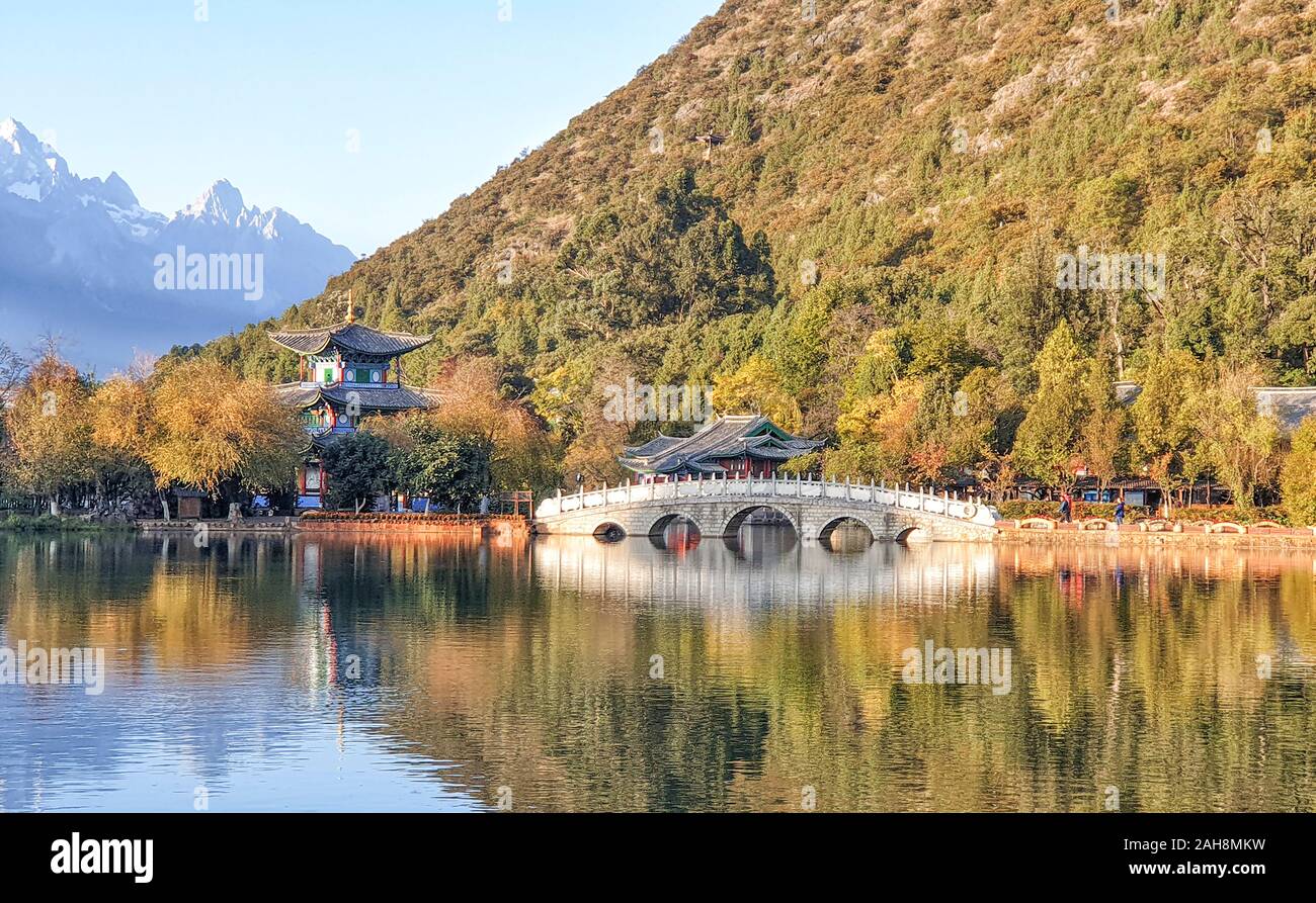 Black Dragon Pool Scenic Park at Lijiang, Yunnan Province, China Stock ...