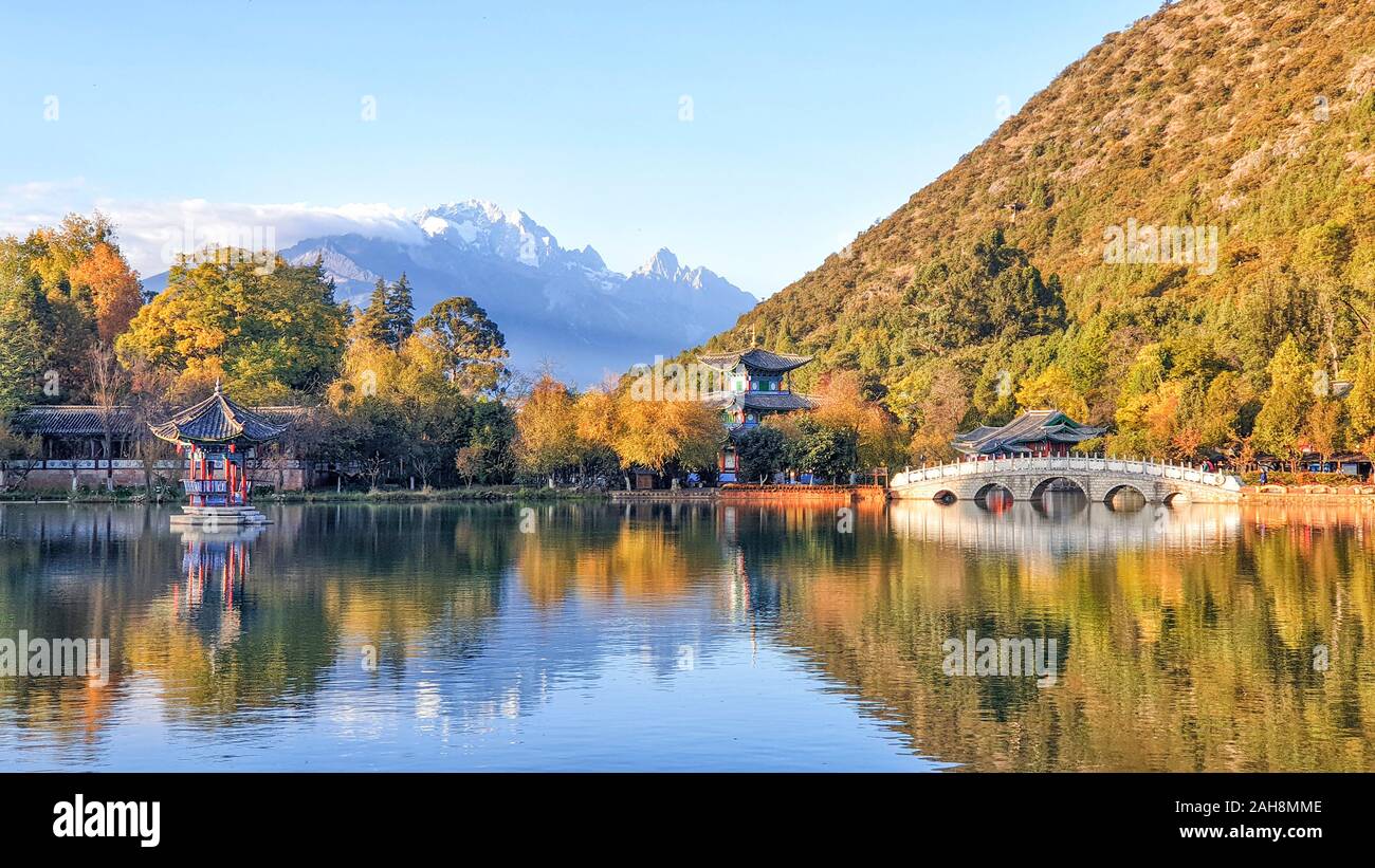 Black Dragon Pool Scenic Park at Lijiang, Yunnan Province, China Stock ...