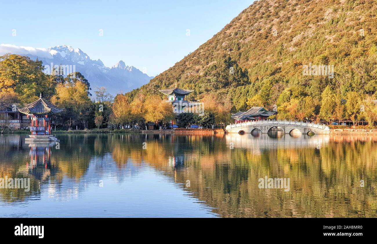 Black Dragon Pool Scenic Park at Lijiang, Yunnan Province, China Stock ...