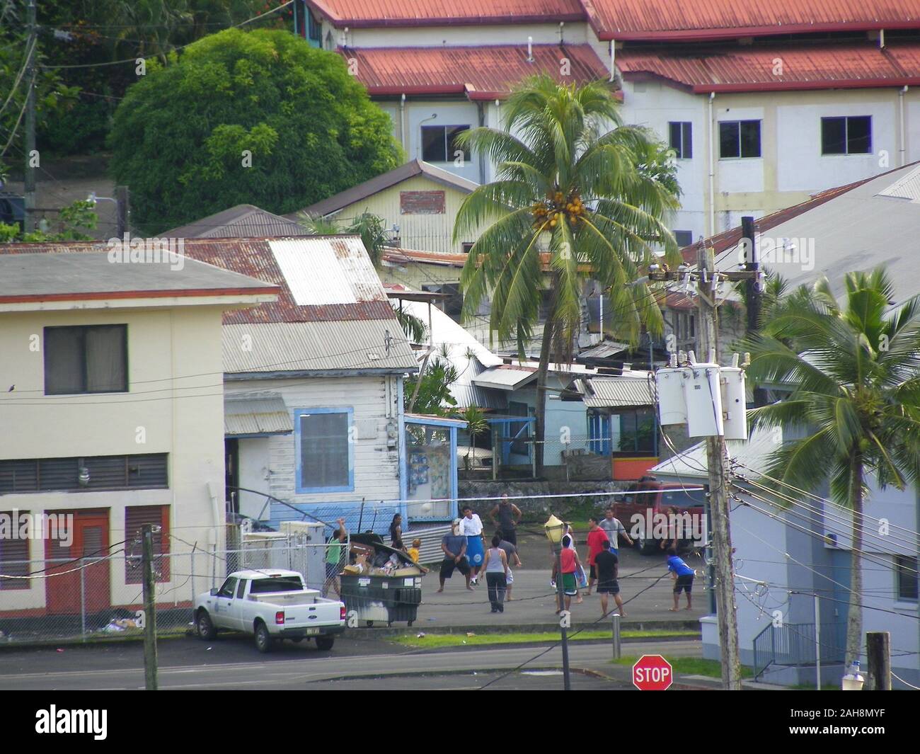 Playing basketball, Pago Pago, Tutuila, American Samoa Stock Photo - Alamy
