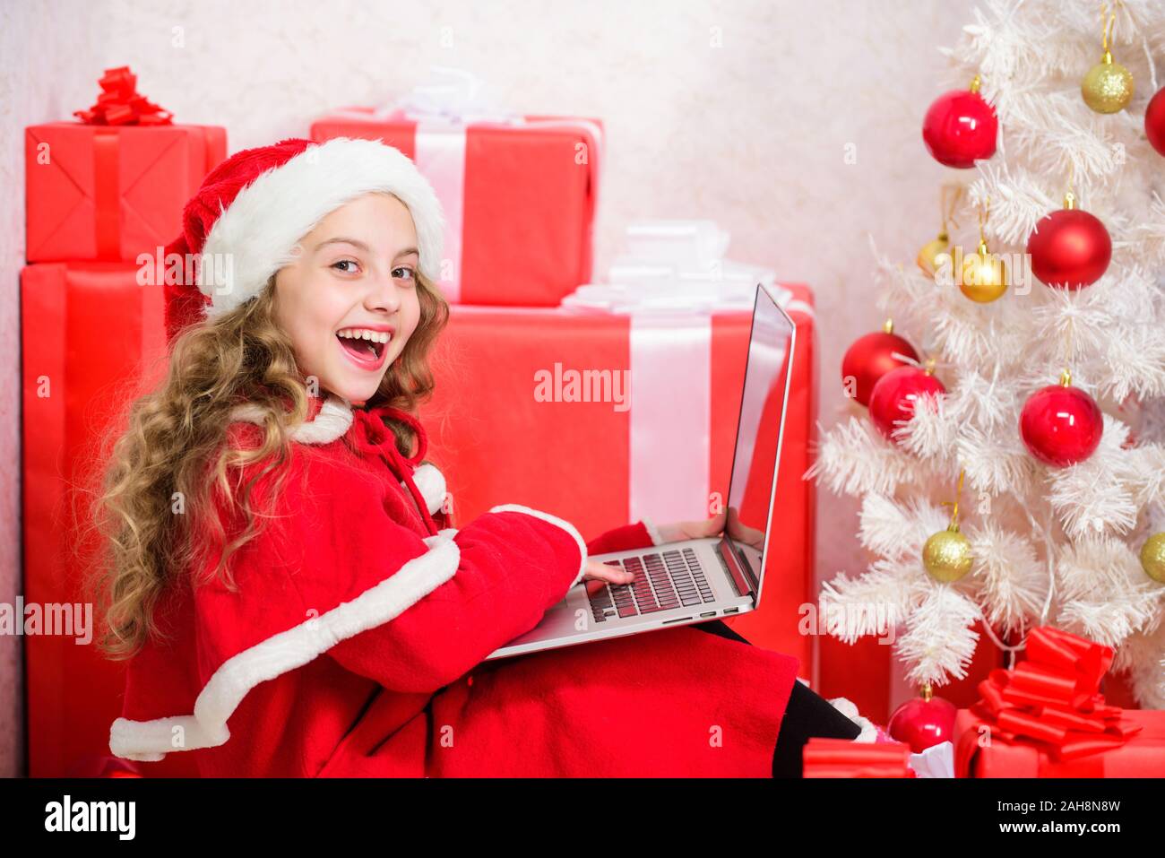 Online santa. Christmas and new year holiday. Writing letter to santa ...