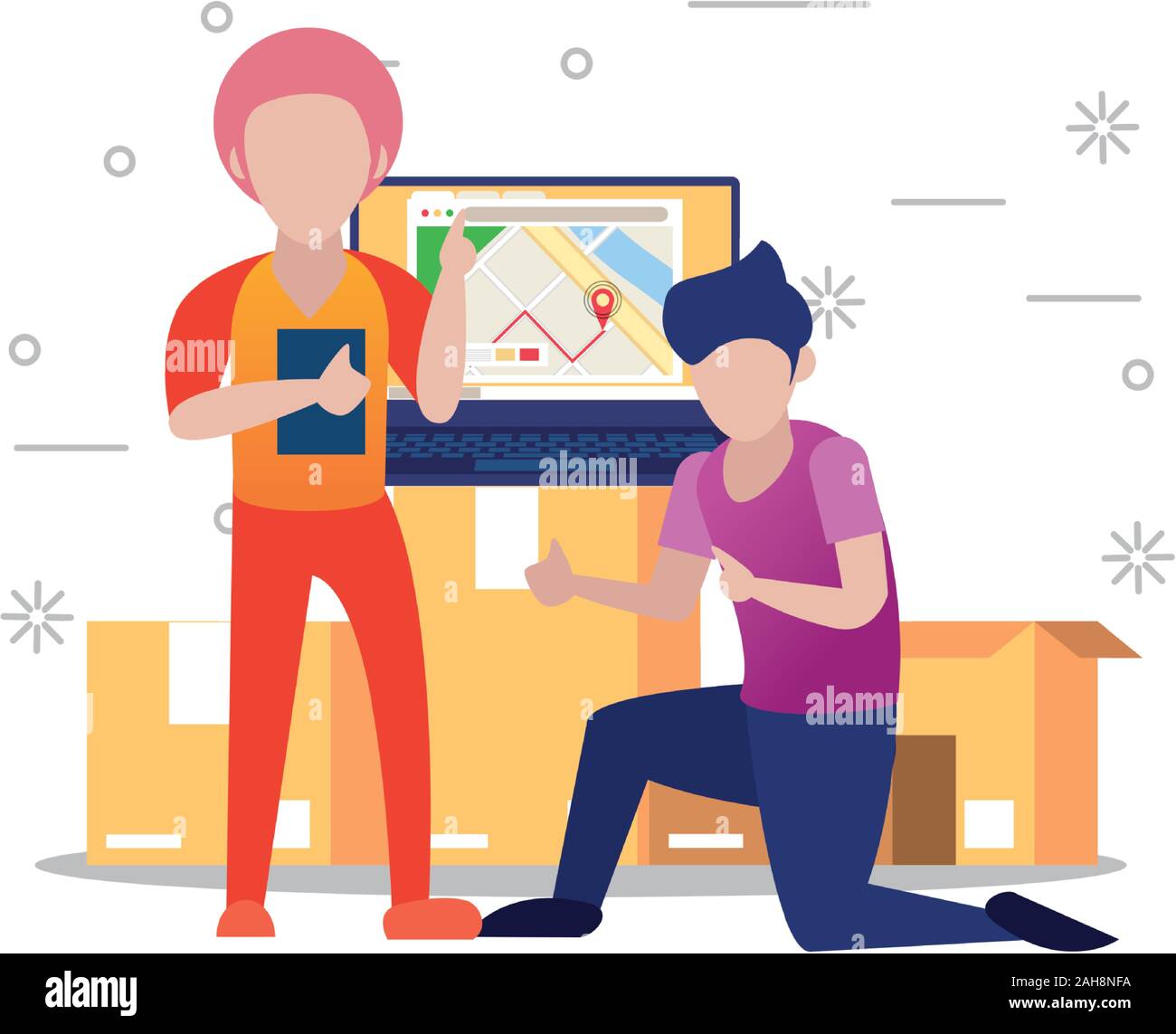 young men using laptop avatars characters Stock Vector Image & Art - Alamy
