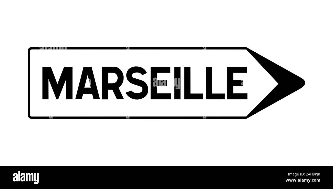 Marseille direction and road sign Stock Photo - Alamy