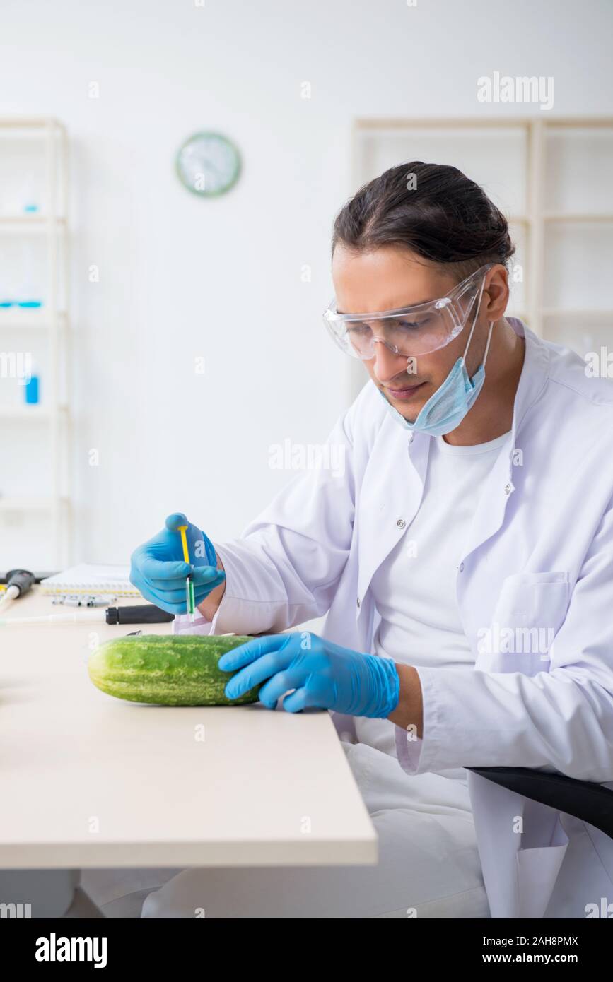 The male nutrition expert testing vegetables in lab Stock Photo - Alamy