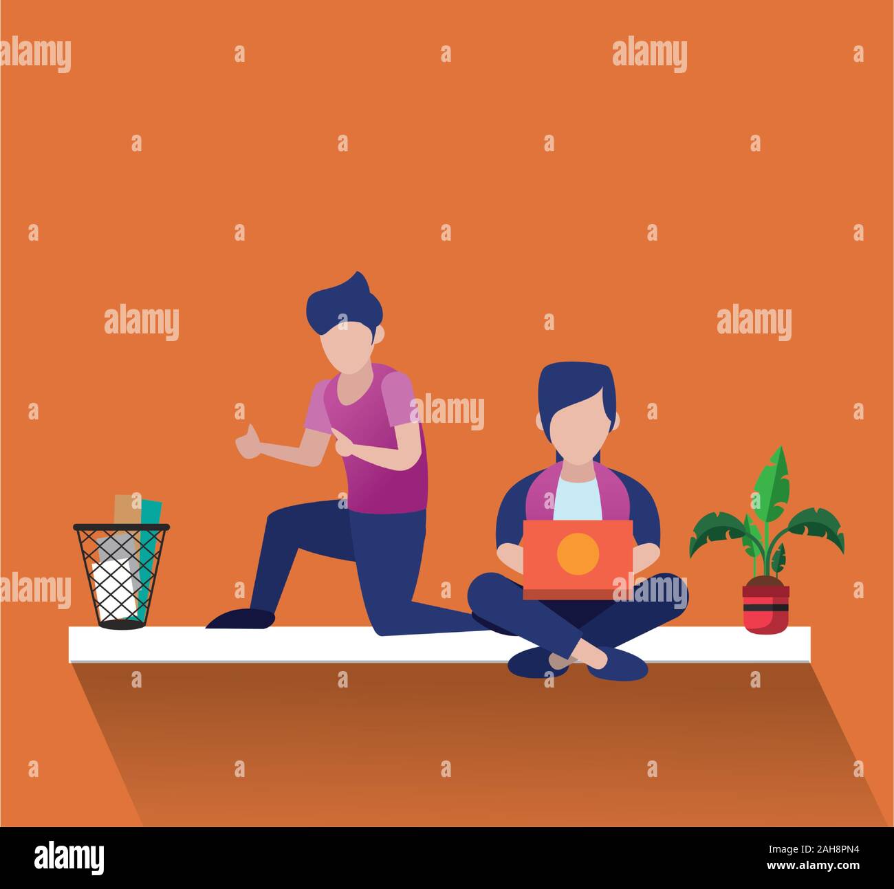 young men using laptop avatars characters Stock Vector Image & Art - Alamy