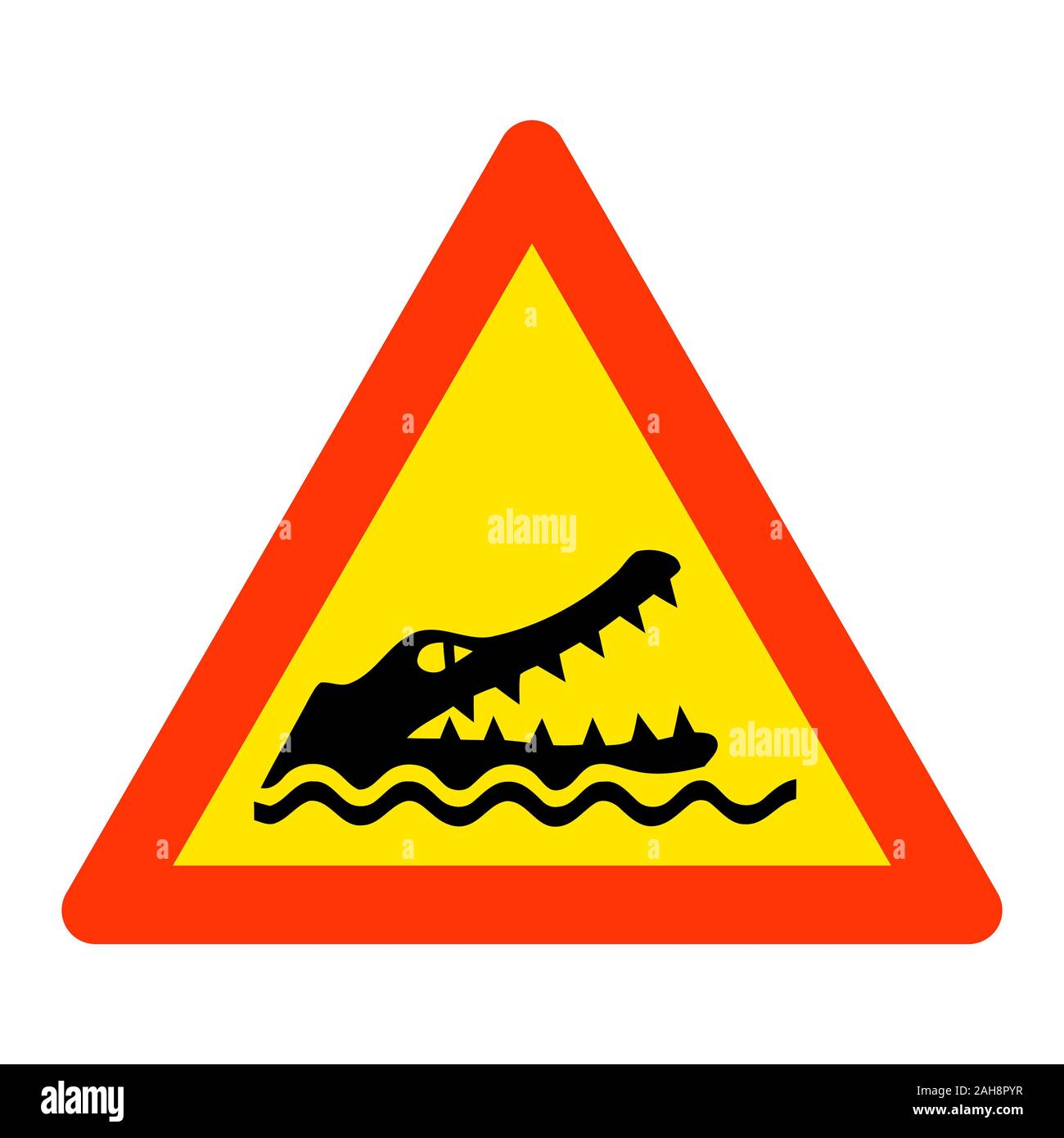 Warning crocodiles area road sign Stock Photo - Alamy