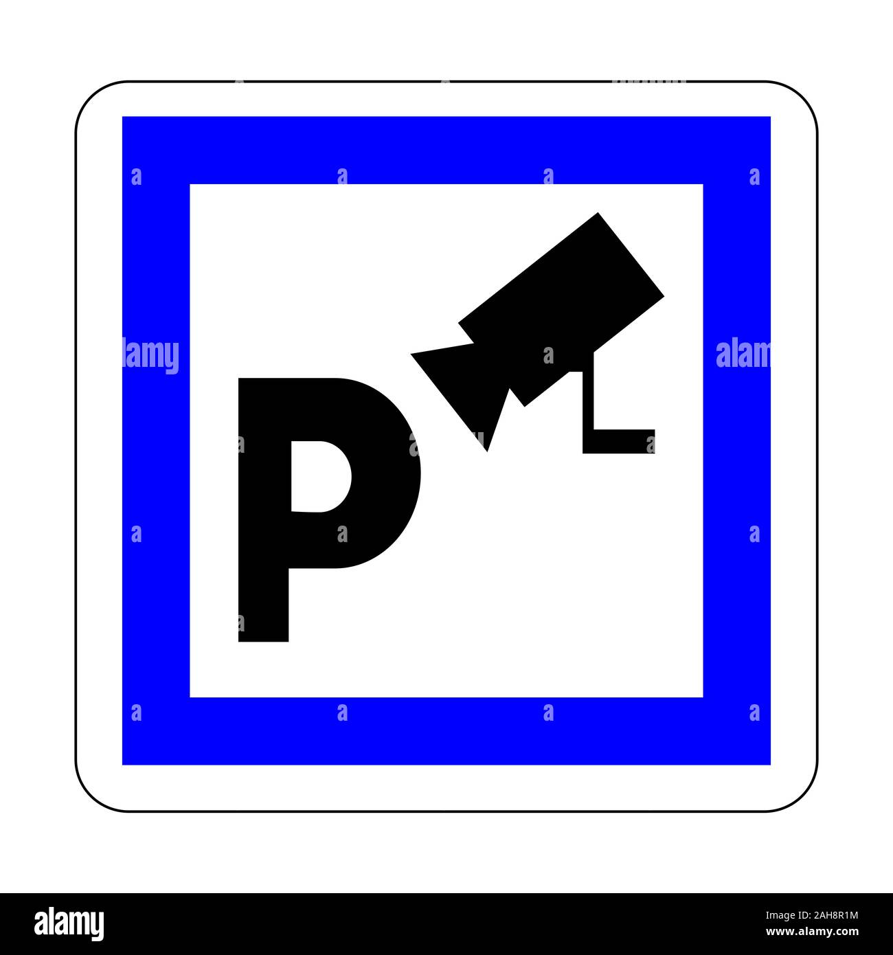Parking with video surveillance road sign Stock Photo - Alamy