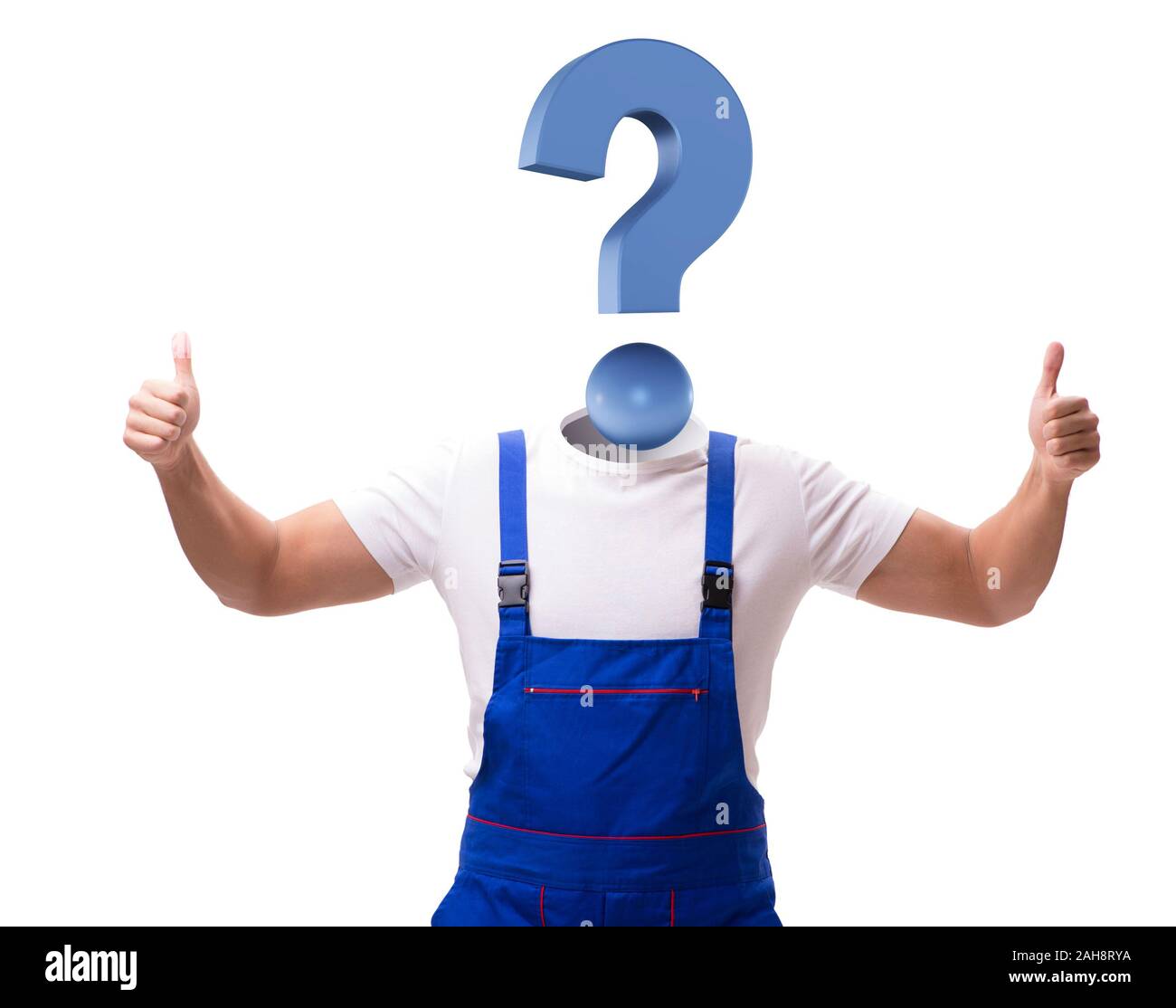 Worker with question mark instead of head hi-res stock photography and ...