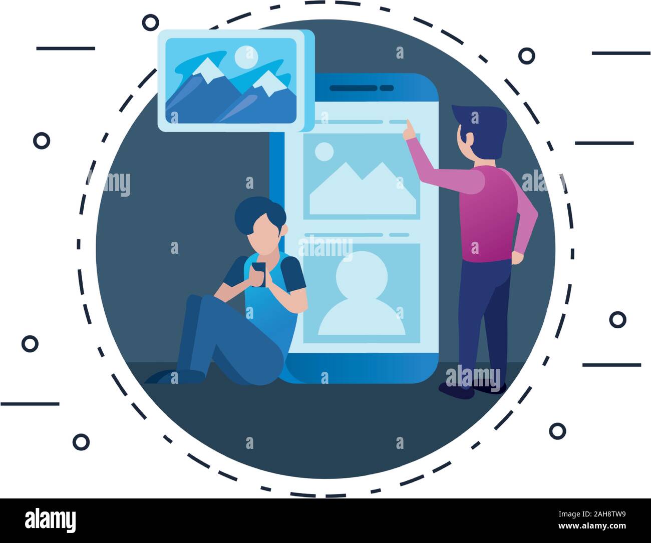 young men using smartphone avatars characters Stock Vector Image & Art ...