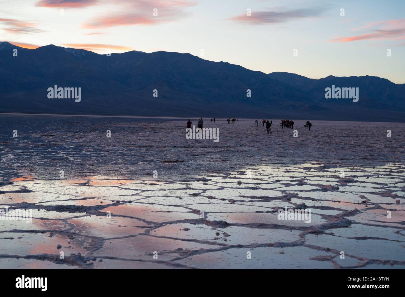 Photographers gathering at Badwater Basin in Death Valley National Park ...
