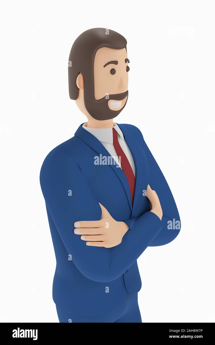Young businessman with a beard. Cartoon character, businessman in suit ...