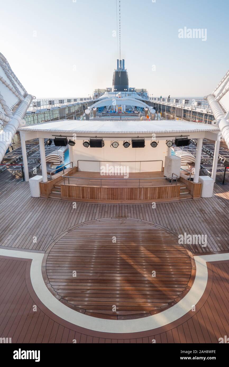 Outdoor performance stage on the cruise ship MSC Lirica Stock Photo - Alamy