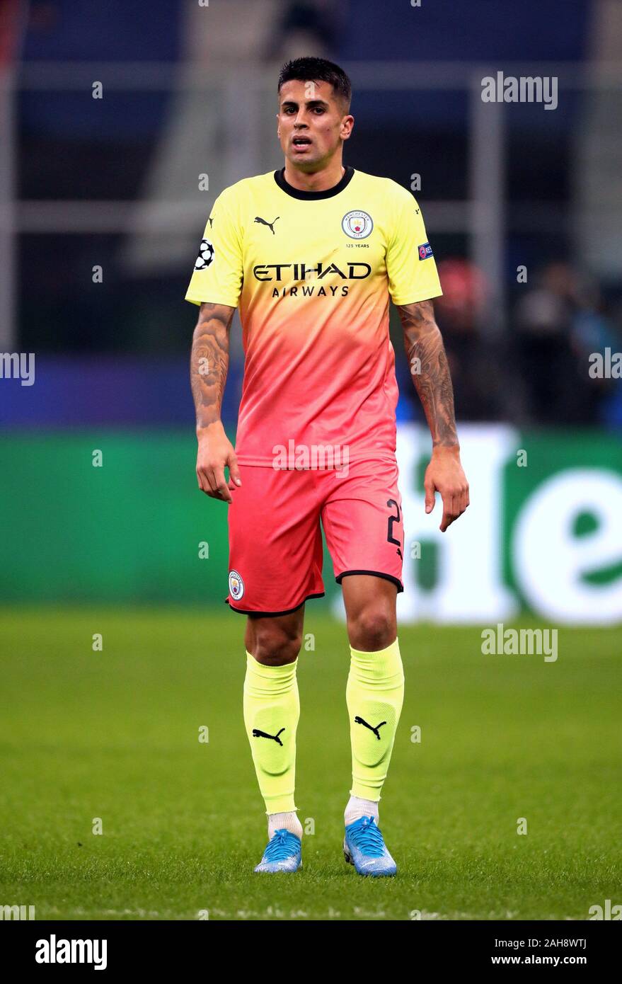 MILAN, ITALY - November 6, 2019: Joao Cancelo looks on during the UEFA ...