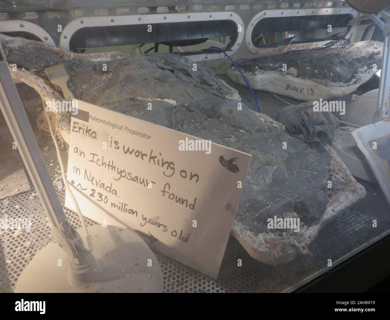 Sign explaining some of the dinosaur fossil research done at the ...