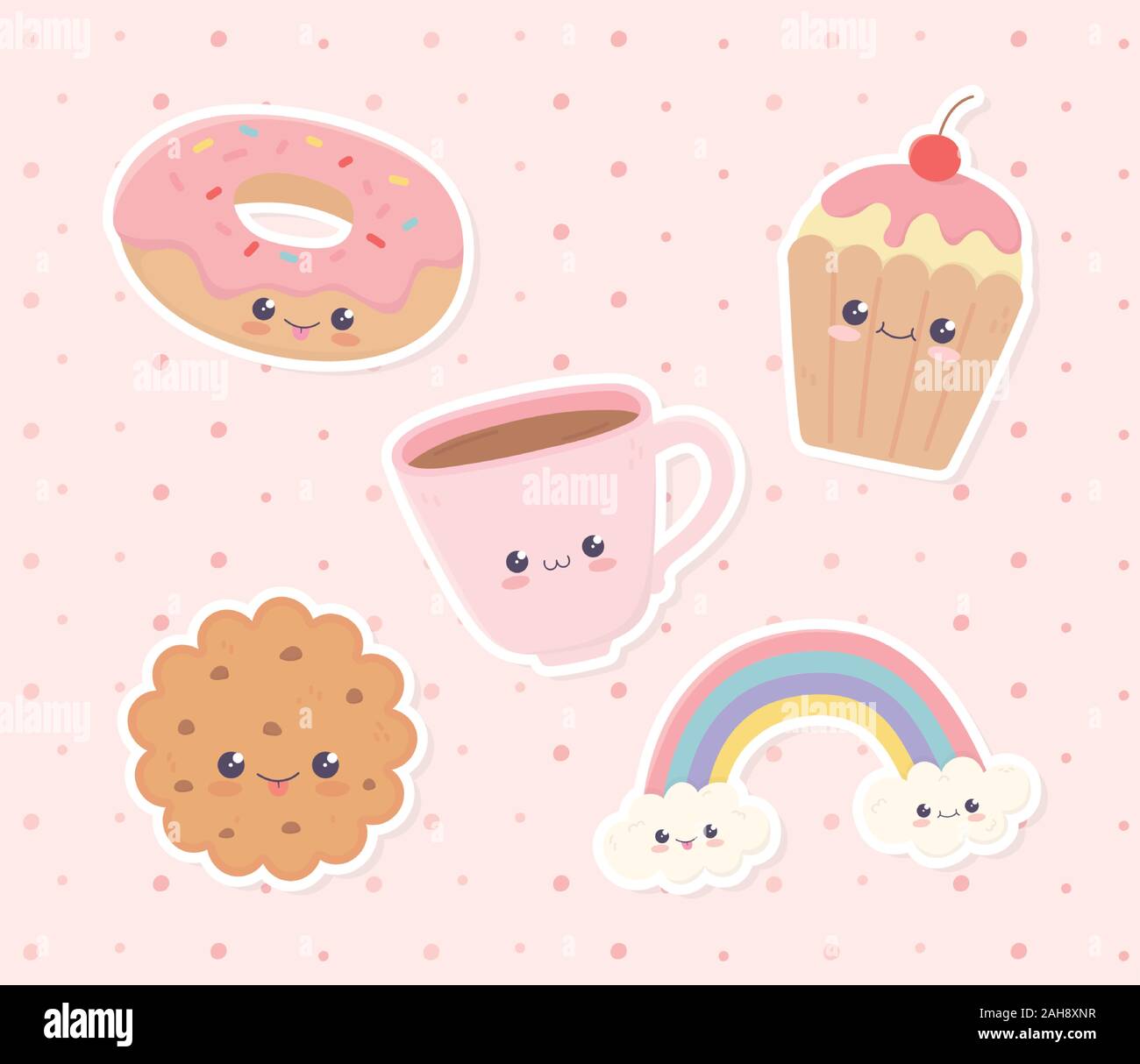 kawaii dessert donut cookie cupcake coffee cup rainbow fast food ...