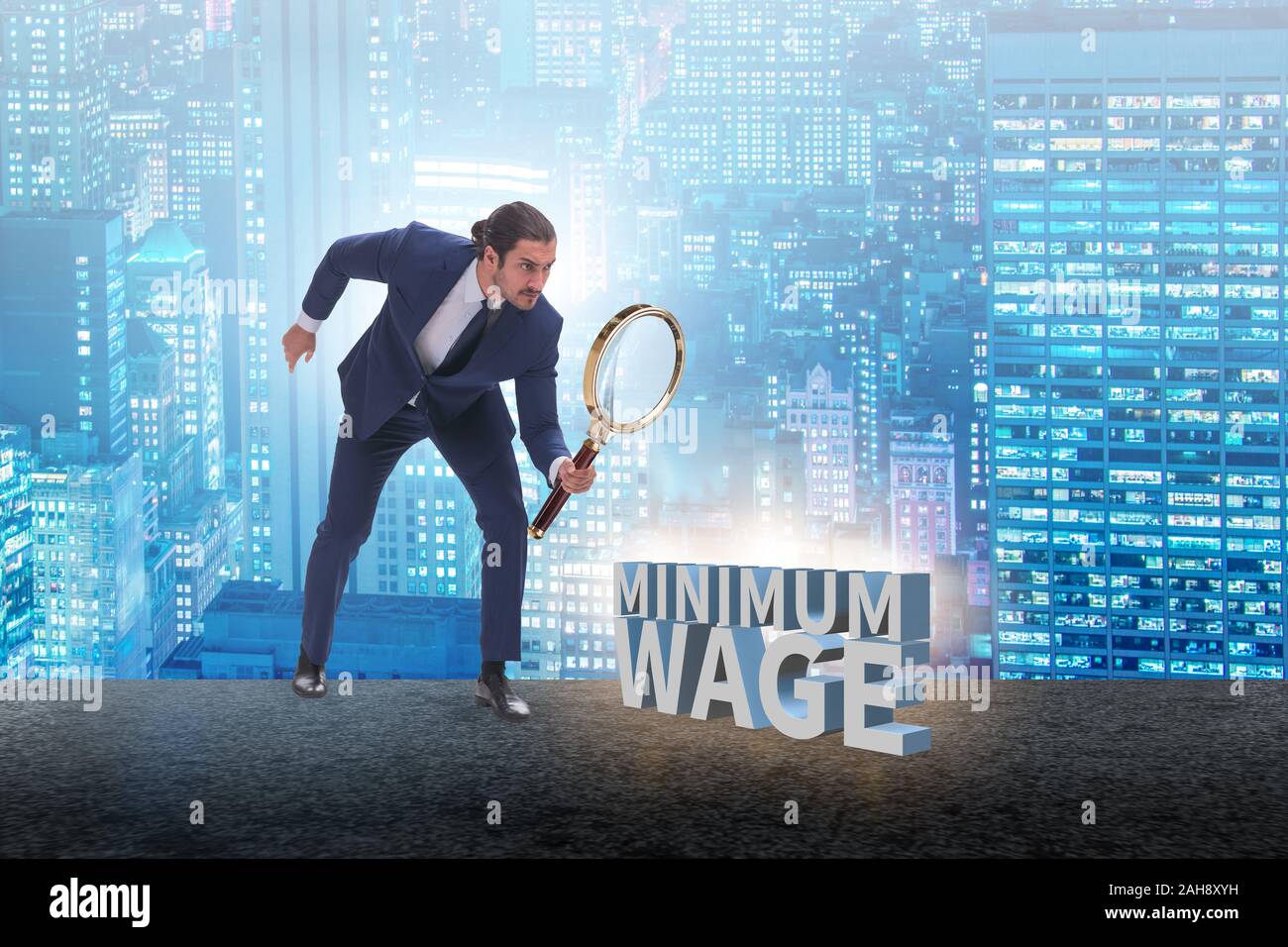 The concept of minimum wage with businessman Stock Photo - Alamy