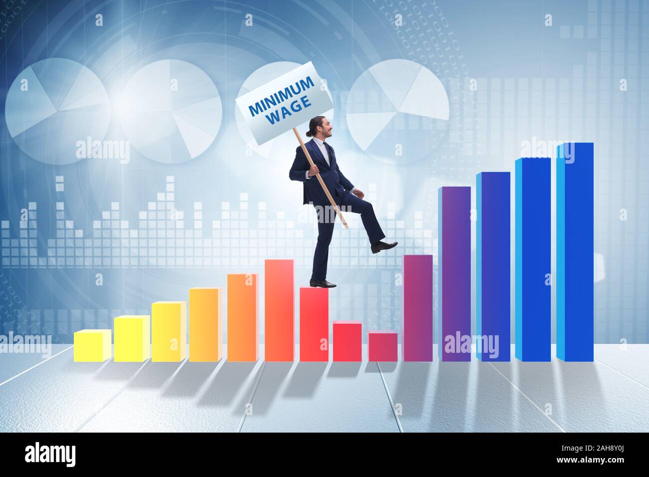 The concept of minimum wage with businessman Stock Photo - Alamy