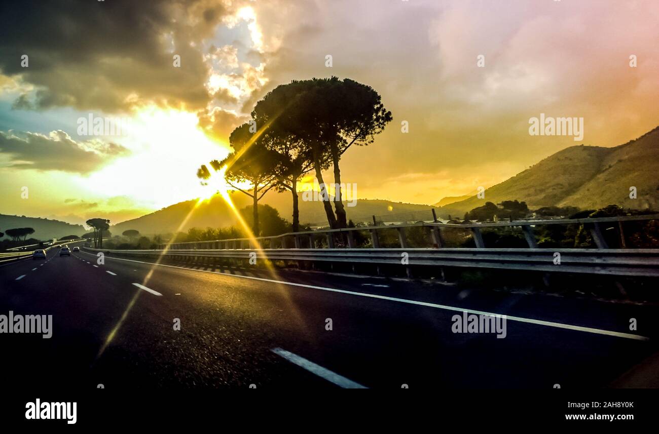 Golden highway hi-res stock photography and images - Alamy