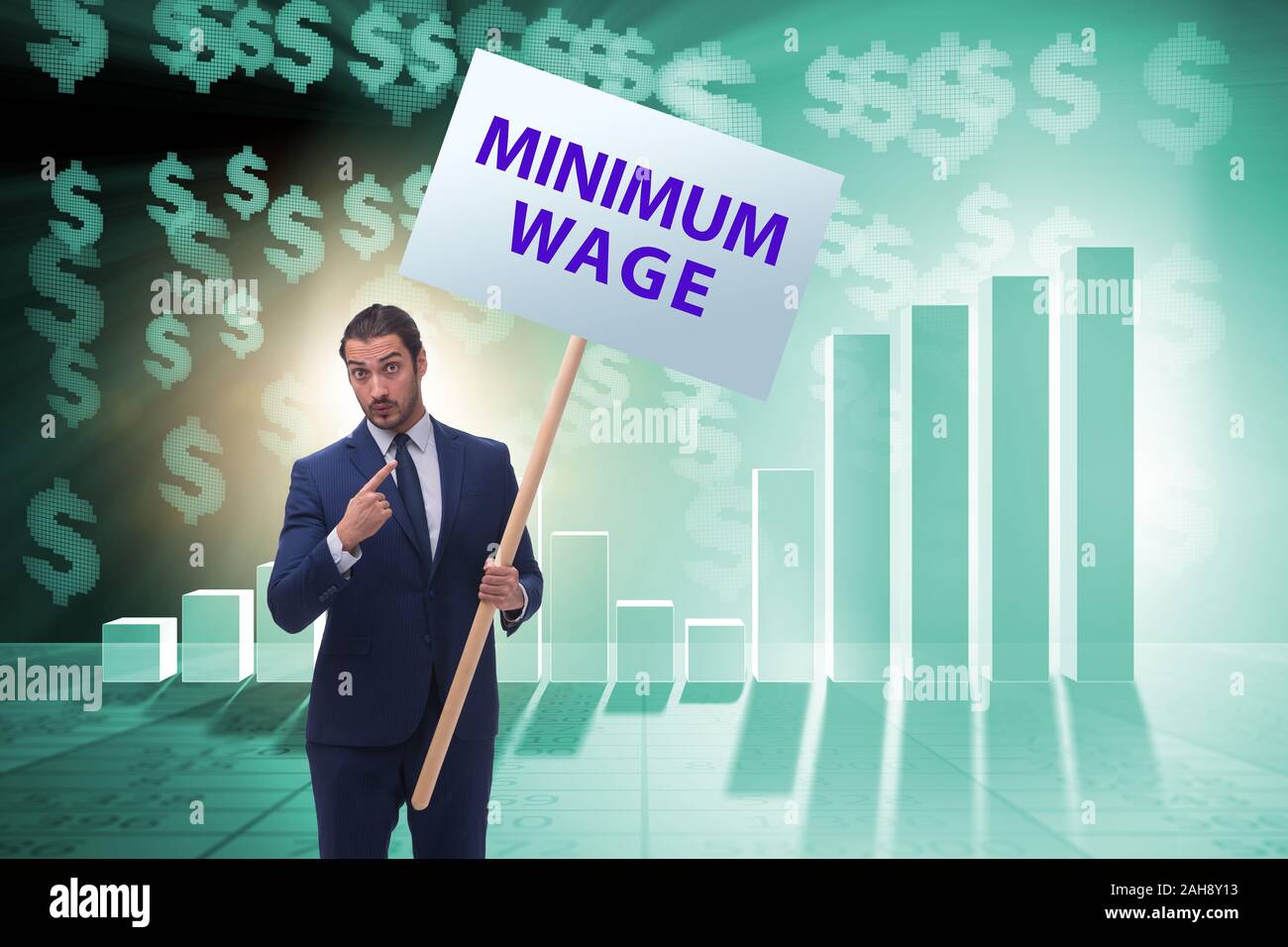 The concept of minimum wage with businessman Stock Photo - Alamy