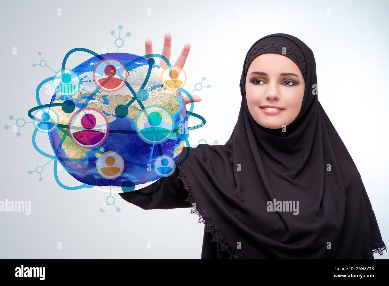 The social networking concept with muslim woman Stock Photo - Alamy