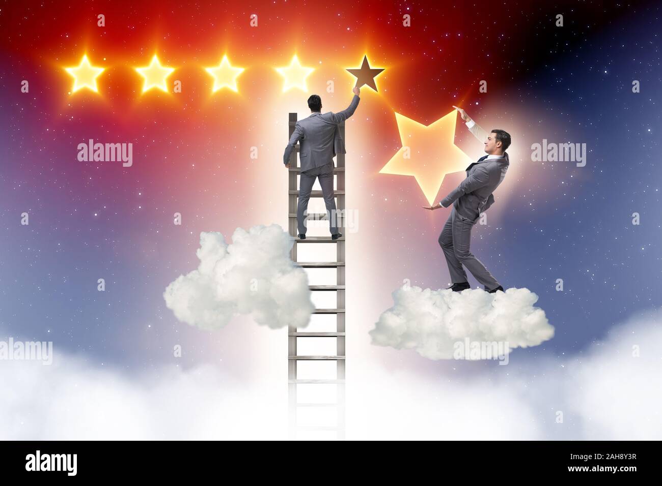The businessman reaching out for stars Stock Photo - Alamy