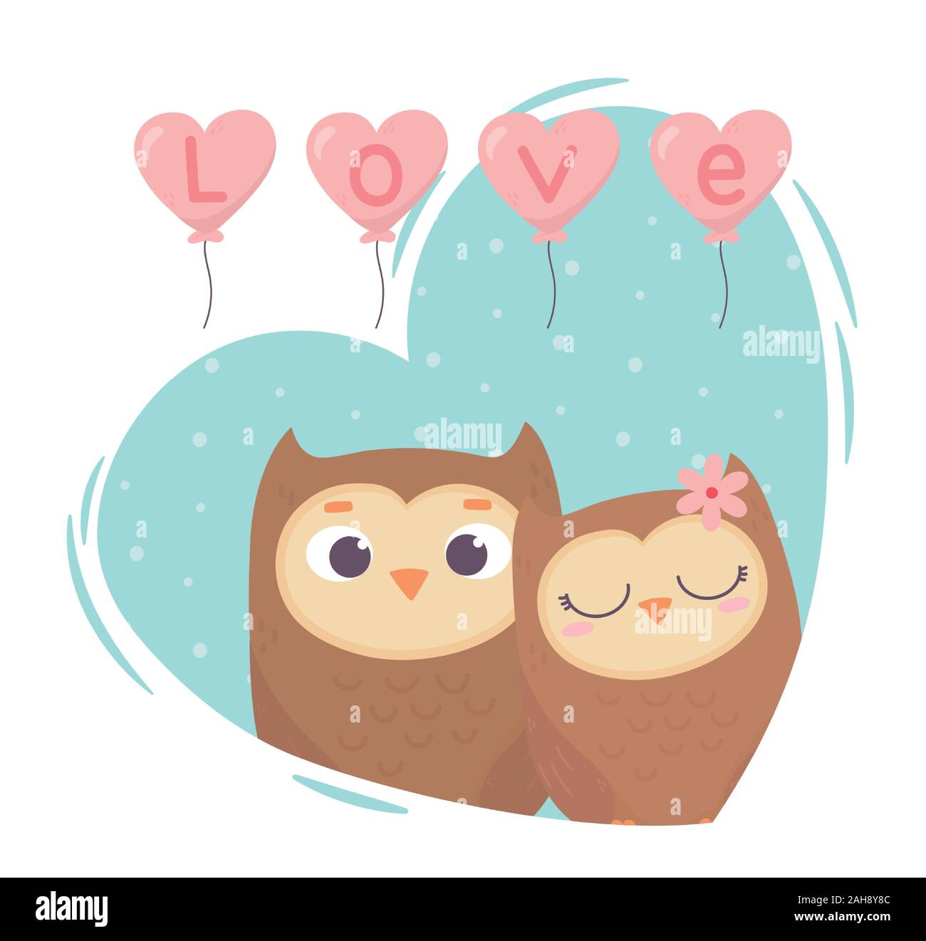 happy valentines day cute couple owls balloons heart love romance ...