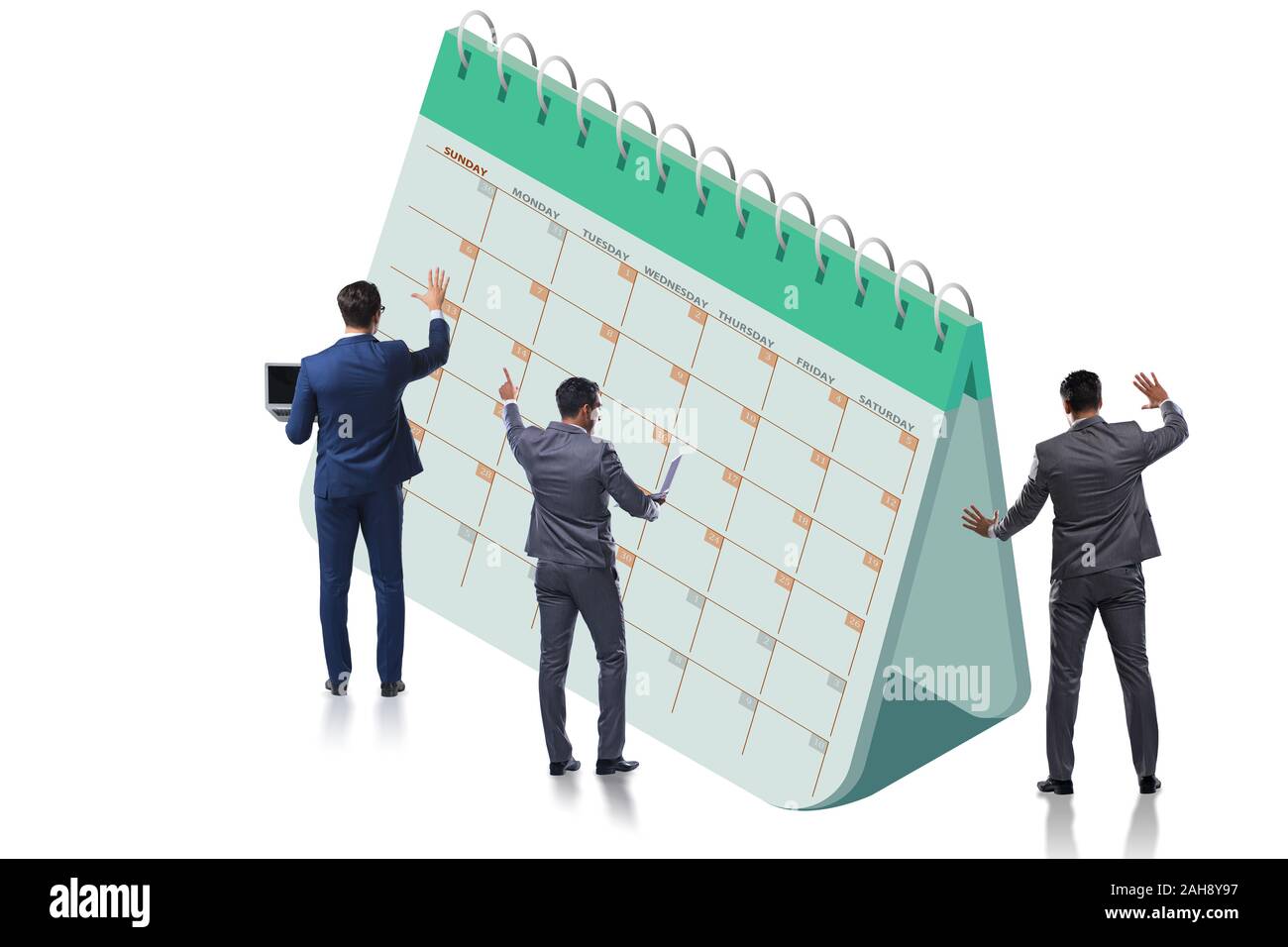 The business calendar concept with businessman Stock Photo - Alamy
