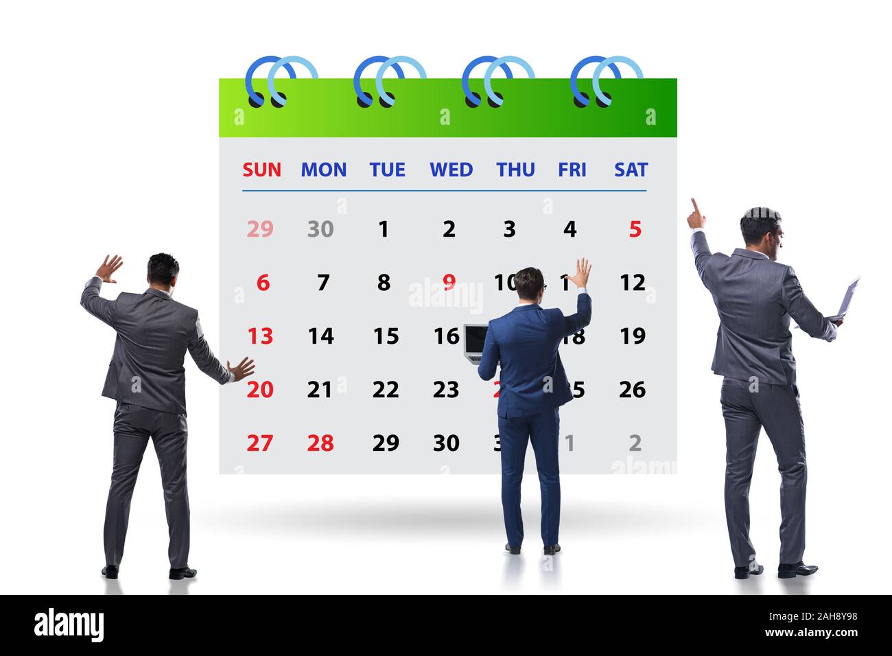 The business calendar concept with businessman Stock Photo - Alamy