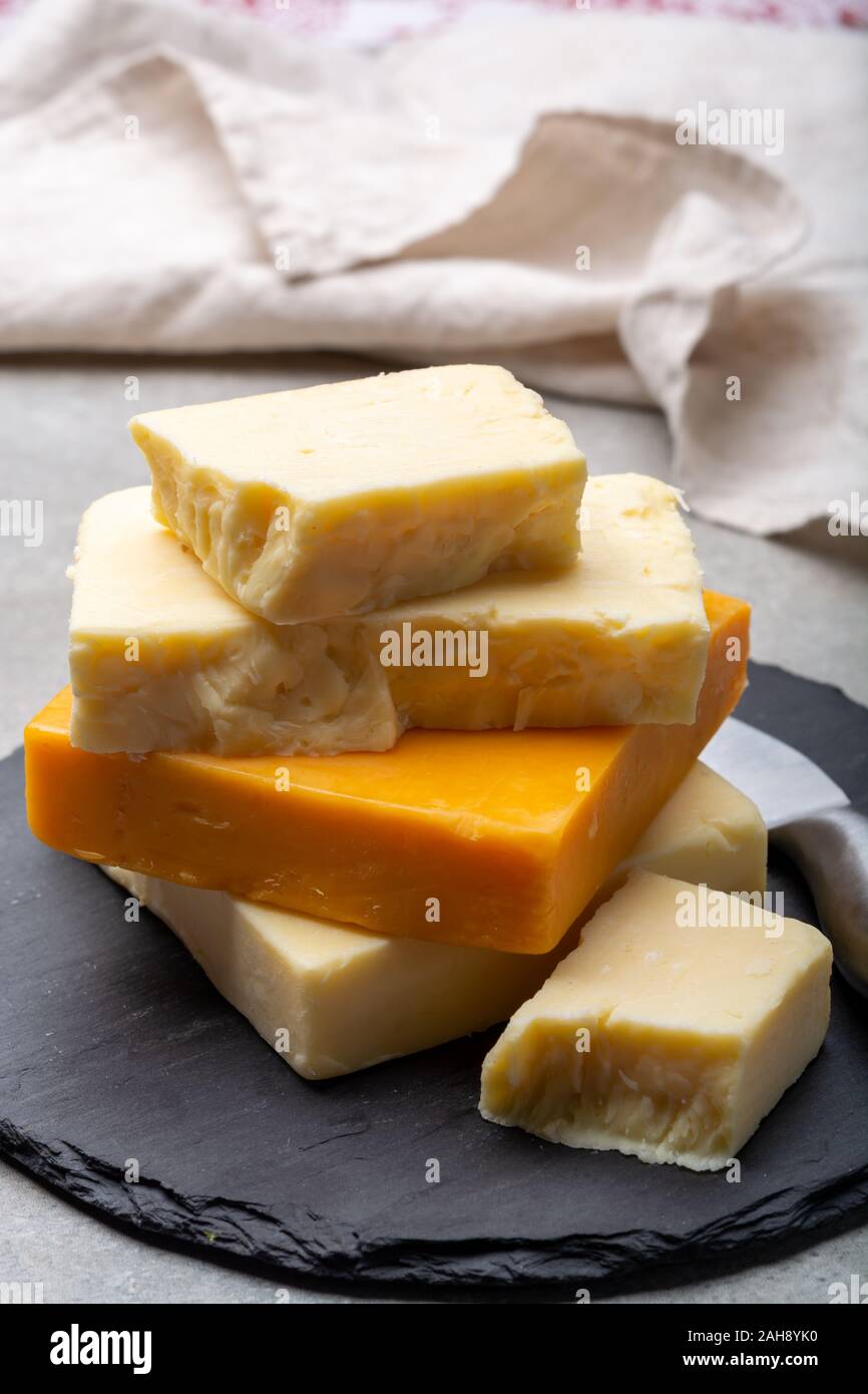 Cheese collection, matured and orange original British cheddar cheese ...