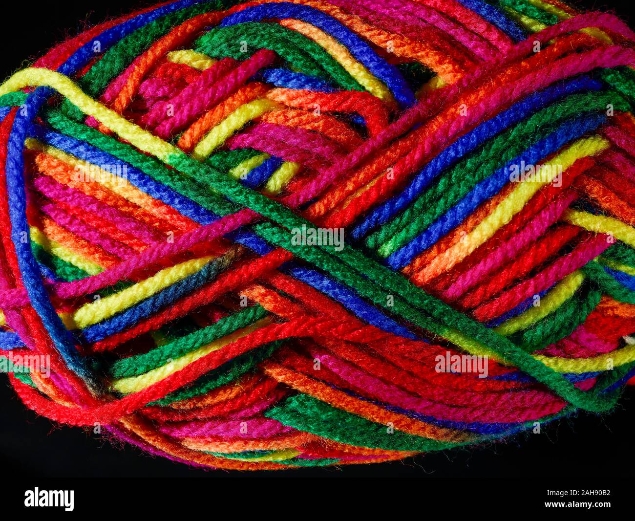 Close-up abstract of colourful, colorful, ball of wool Stock Photo - Alamy