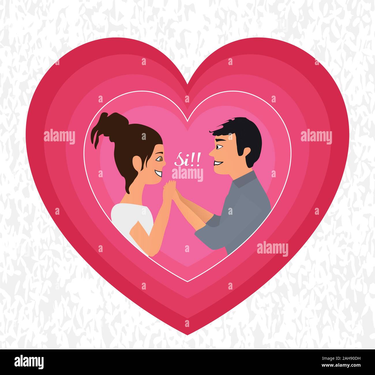 Couple in a pinl heart Stock Vector Image & Art - Alamy