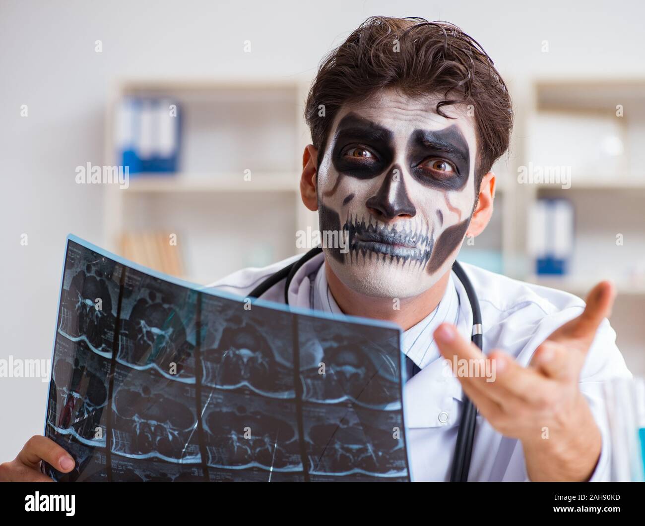 The scary monster doctor working in lab Stock Photo - Alamy