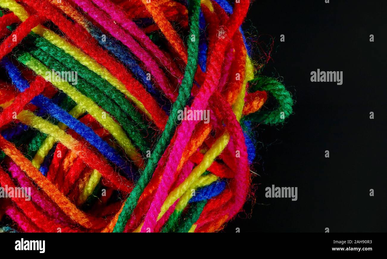 Close-up abstract of colourful, colorful, ball of wool Stock Photo - Alamy