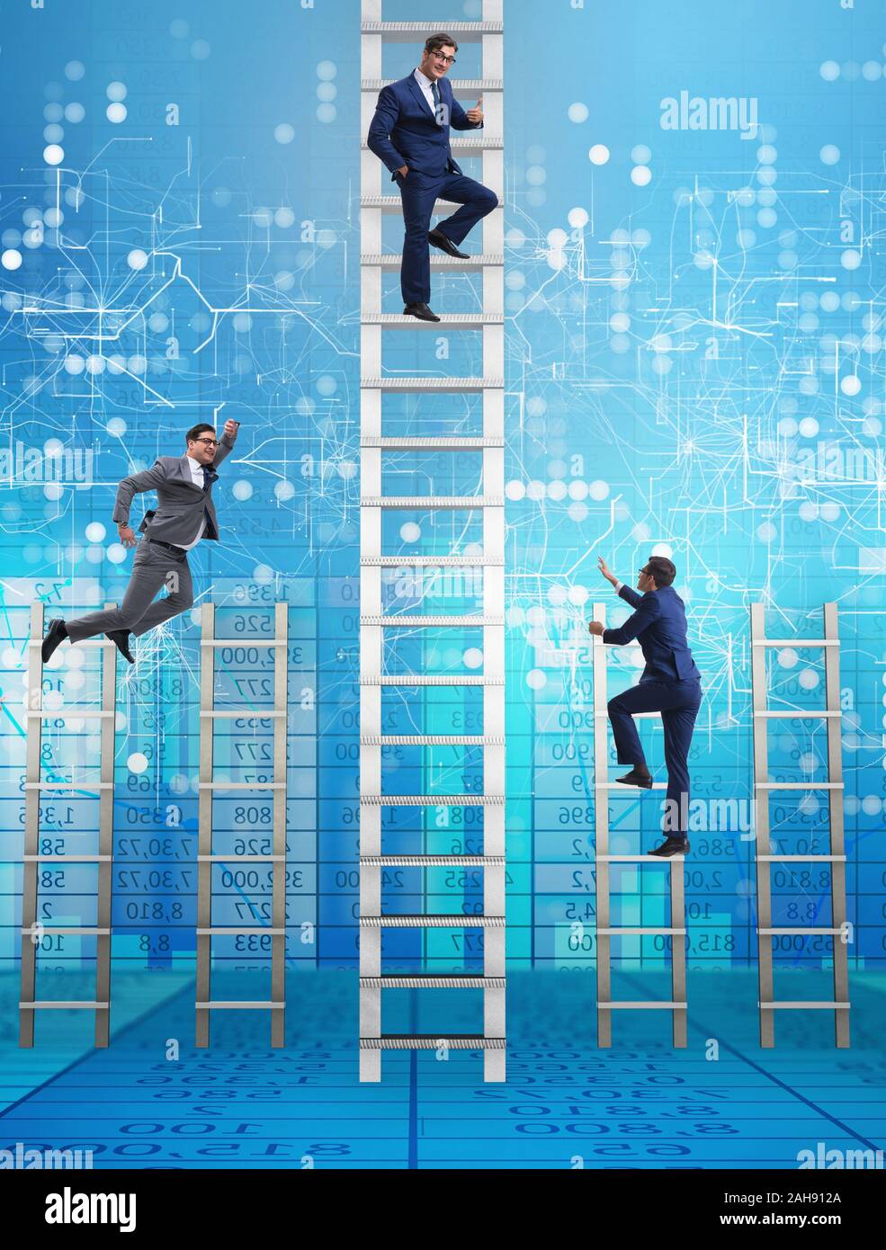 The competition concept with businessman beating competitors Stock ...