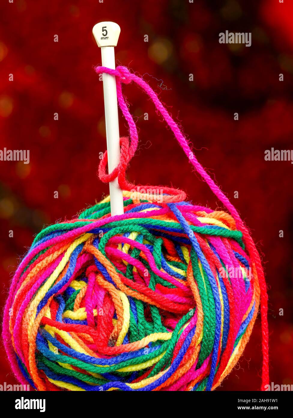 Close-up abstract of colourful, colorful, ball of wool Stock Photo - Alamy