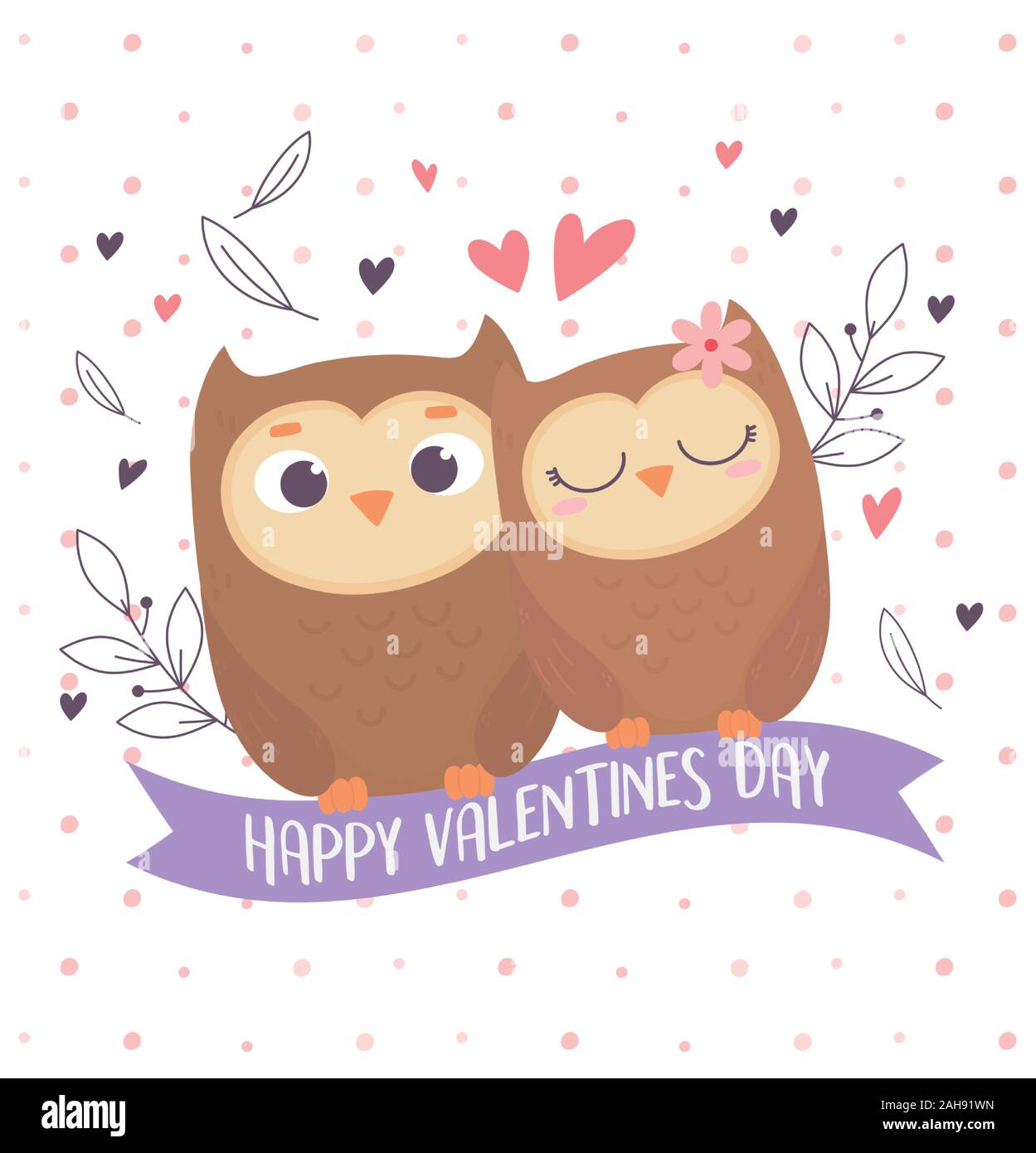 Cute Happy Valentines Day Owls