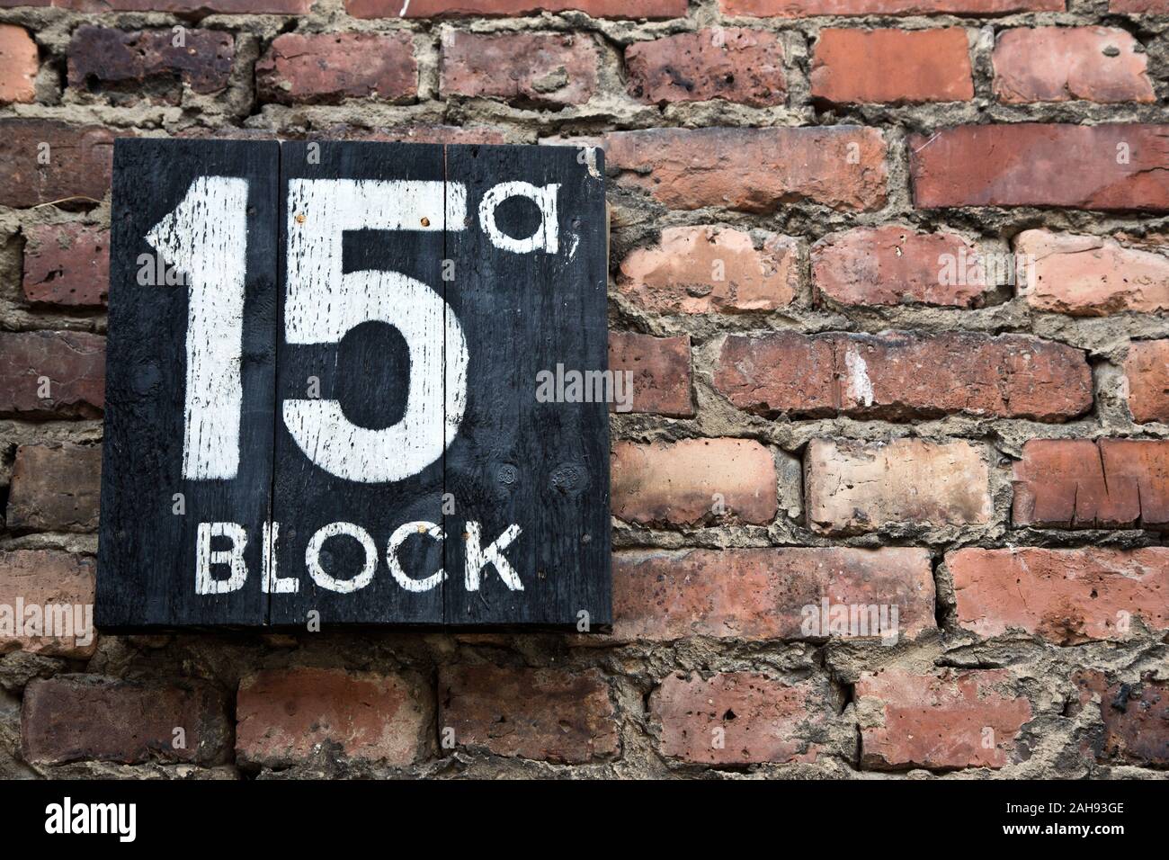 Sign for BLockhouse 15 in Auschwitz Stock Photo - Alamy