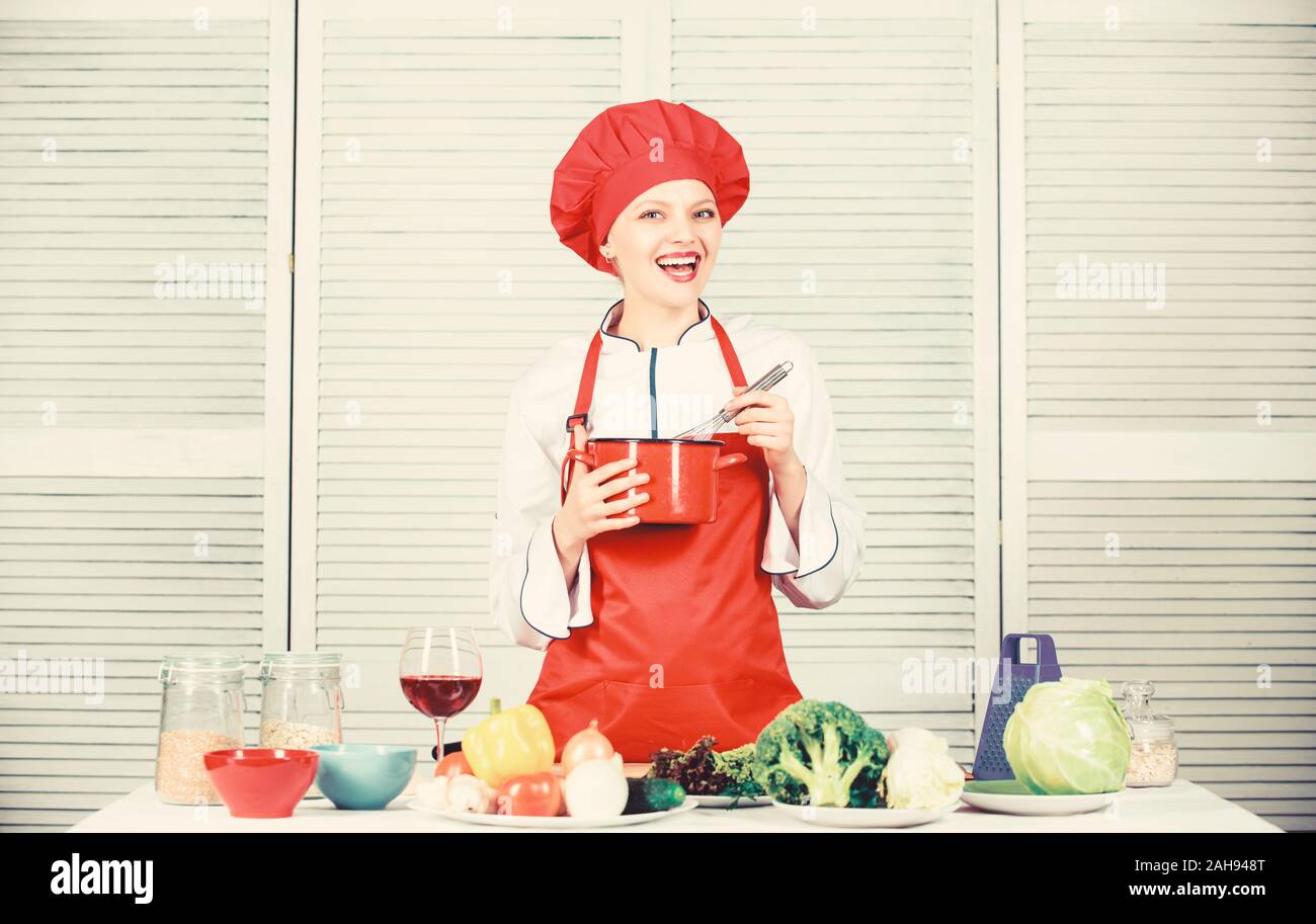 organic eating and vegetarian. Housewife. happy woman cooking healthy ...