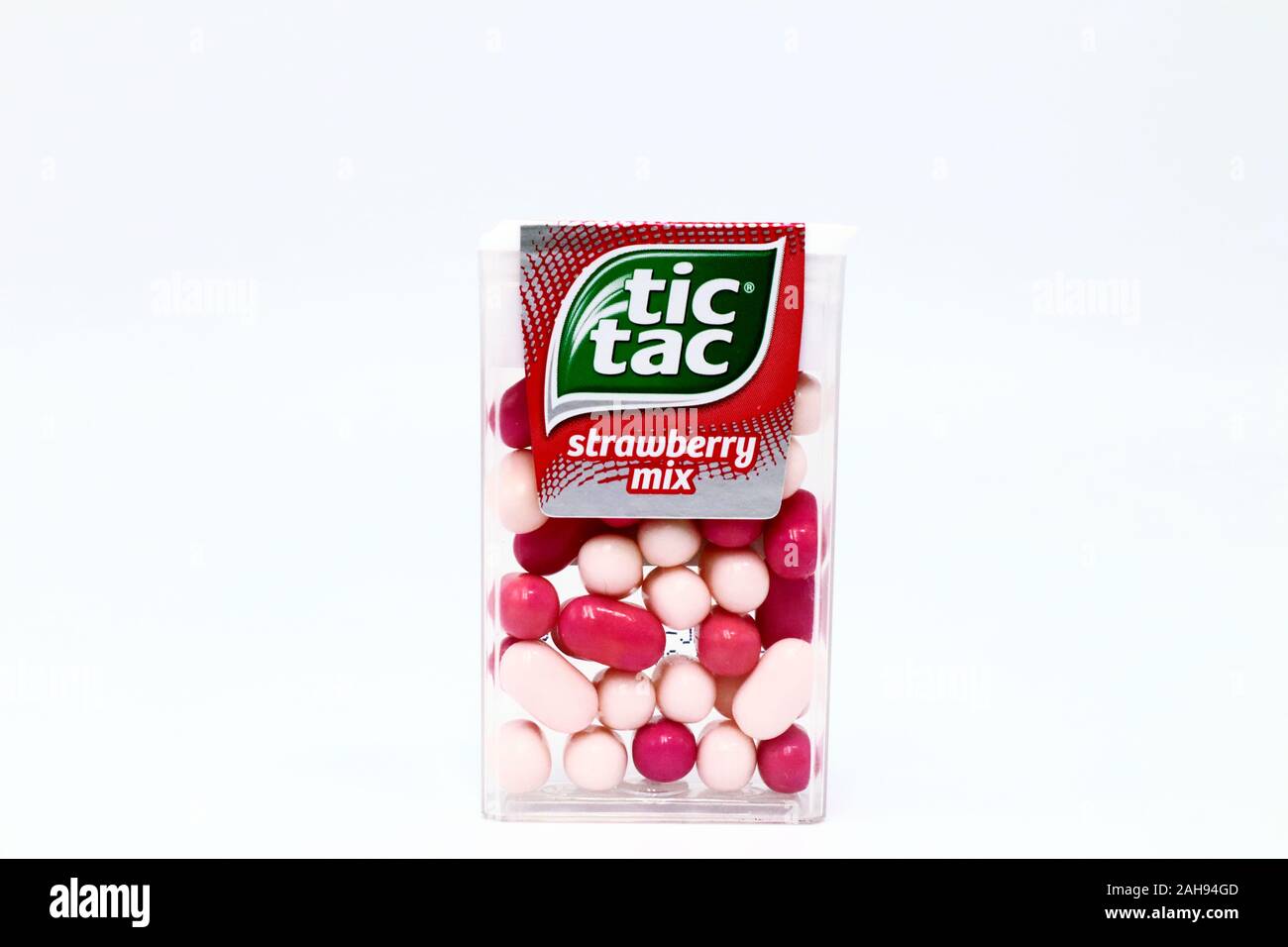 TIC TAC Strawberry mix candies. Tic Tac is a brand of Ferrero Stock ...