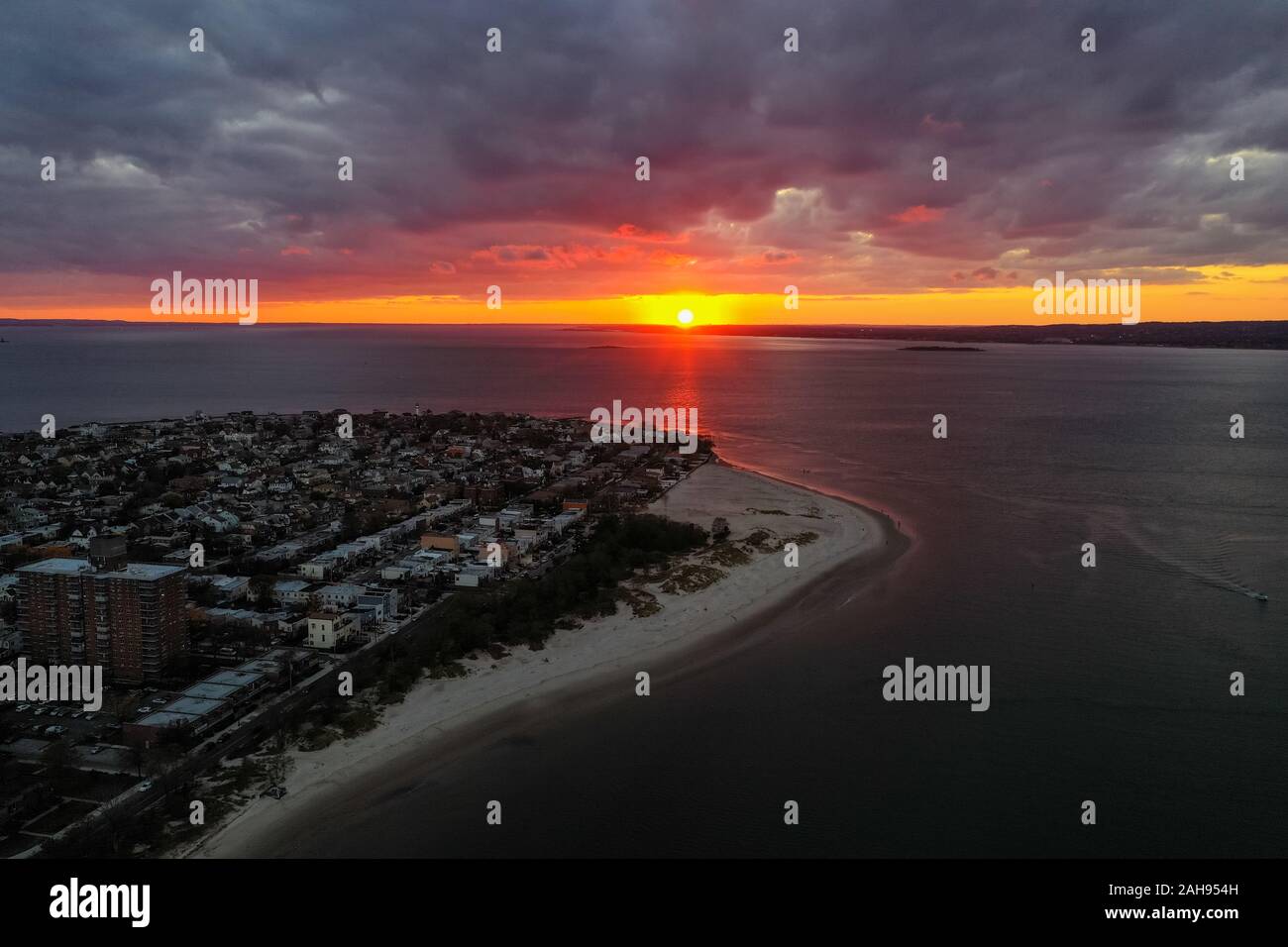 Coney Island panorama in Brooklyn, New York with an aerial view of ...