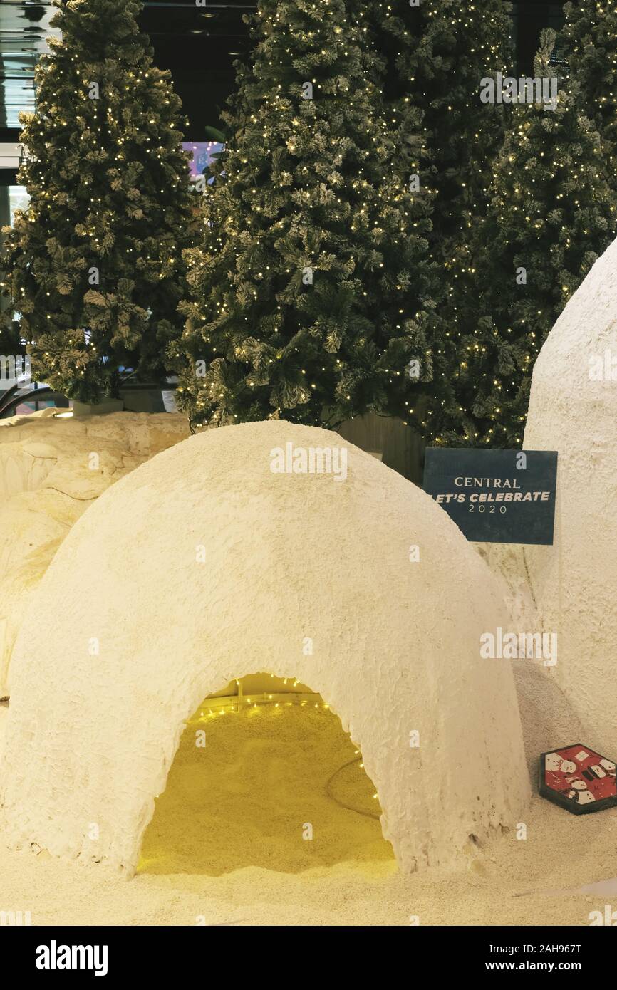 Eskimo ice house before Christmas tree Stock Photo - Alamy