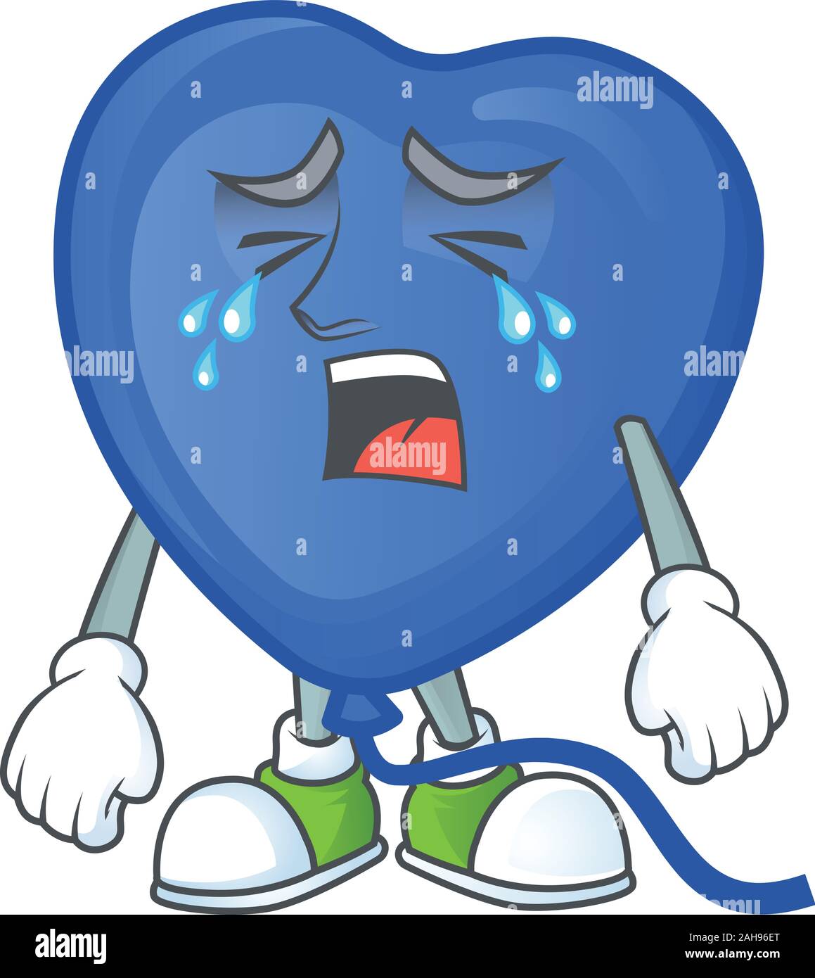 Sad Crying gesture blue love balloon cartoon character style Stock ...