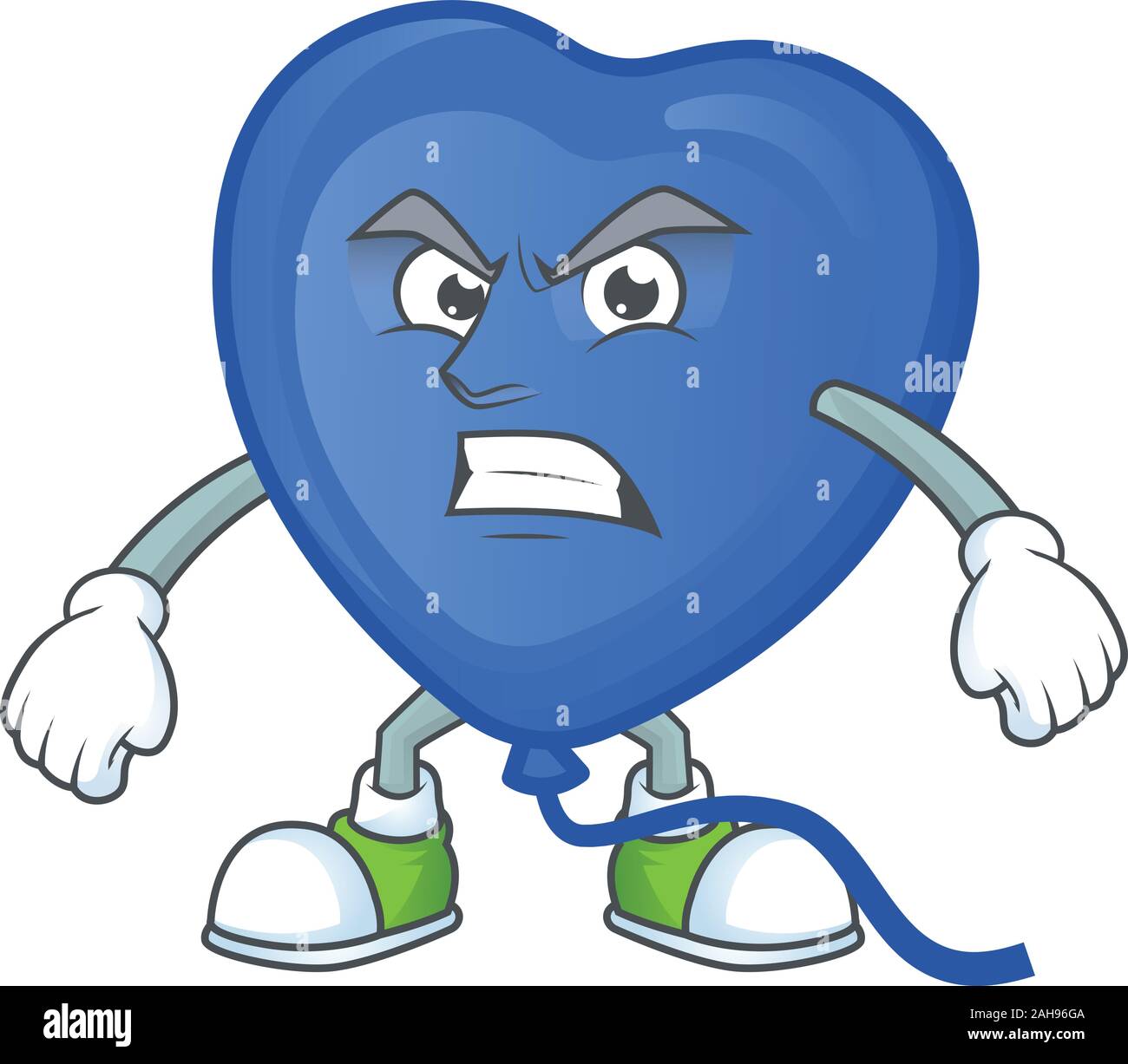 Picture of blue love balloon cartoon character with angry face Stock ...