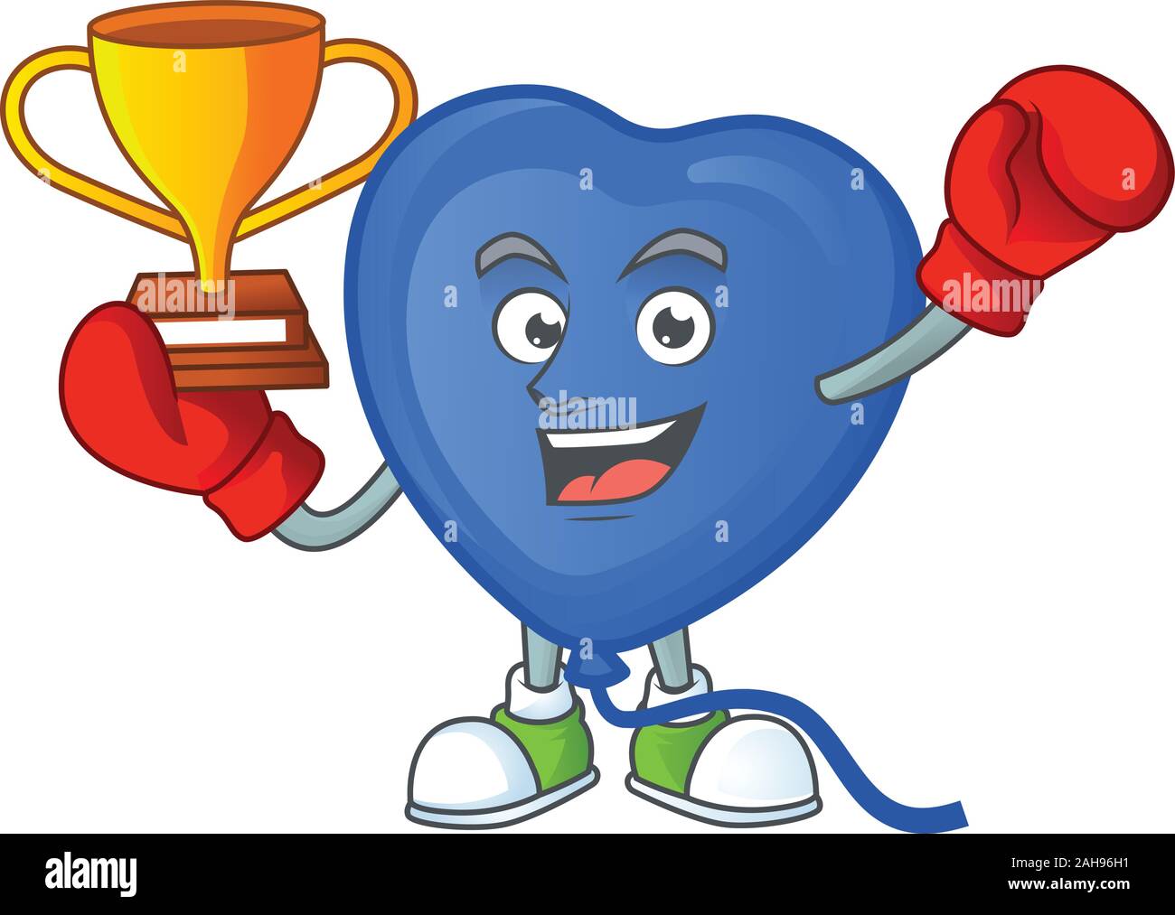 Super cool Boxing winner blue love balloon in mascot cartoon style ...