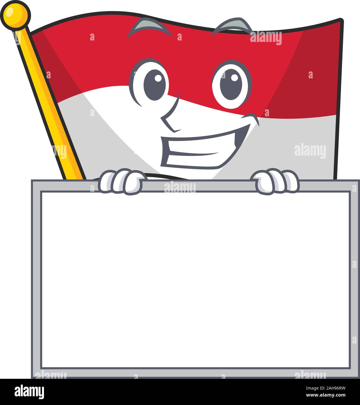 Flag monaco Scroll cartoon character style grinning with board Stock ...