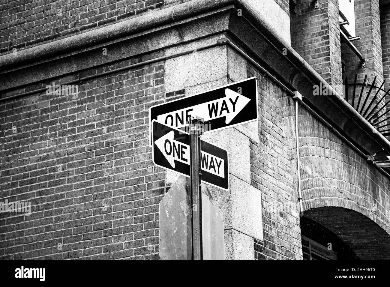 Two one way signs Stock Photo - Alamy