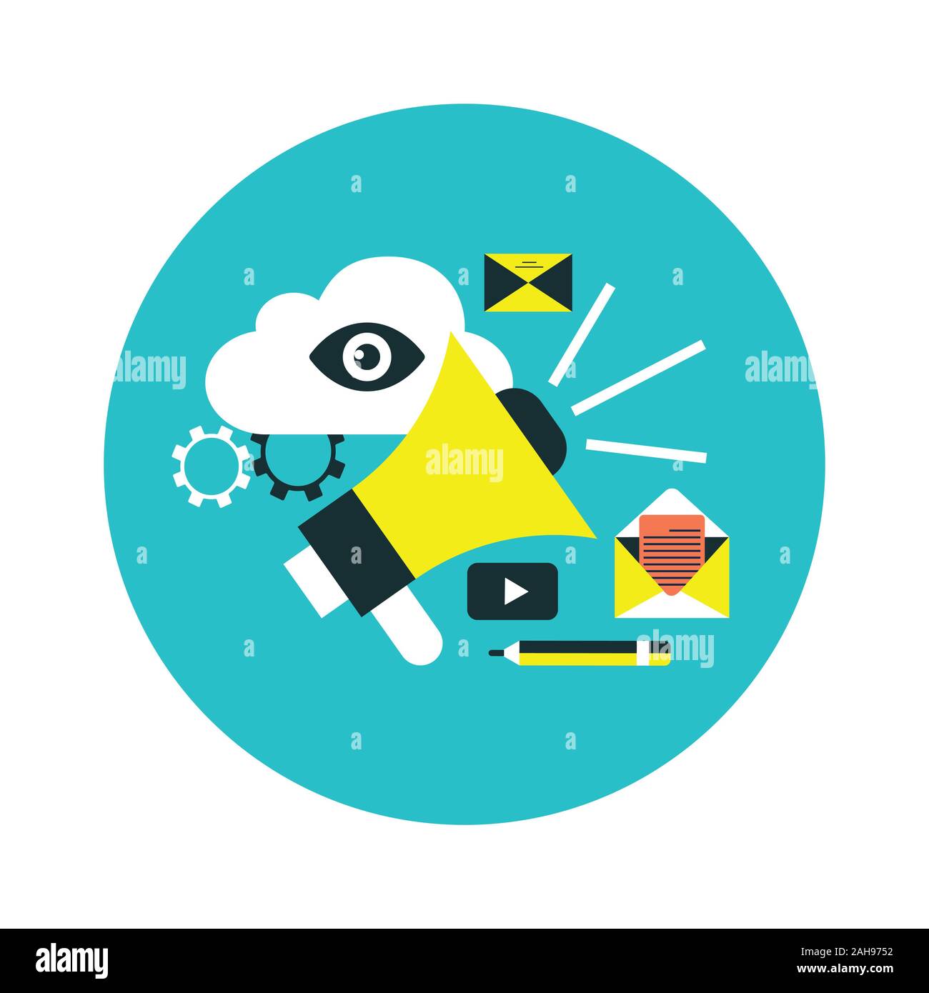 Communication media flat icon Cut Out Stock Images & Pictures - Alamy