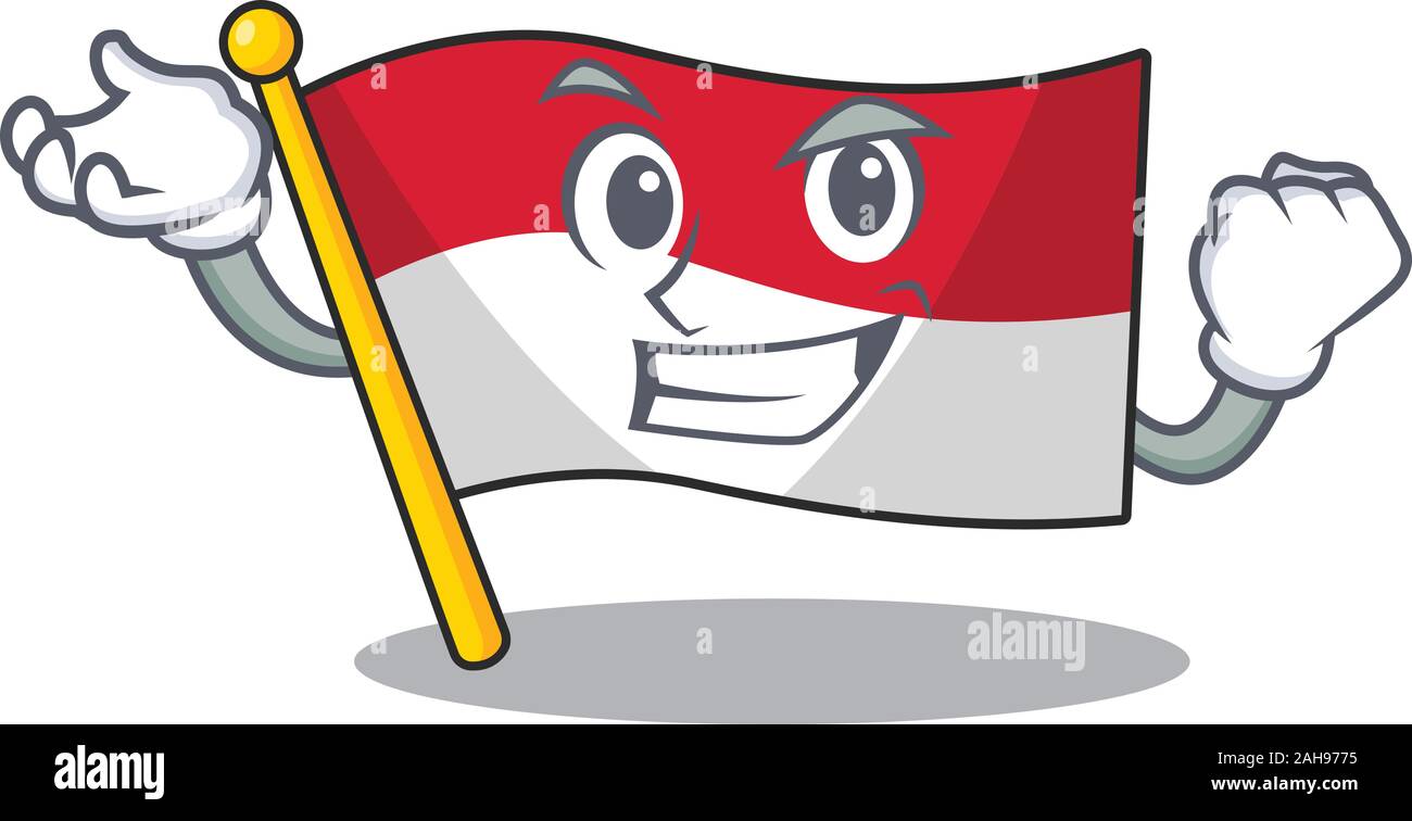 Happy confident Successful flag monaco Scroll cartoon character style ...