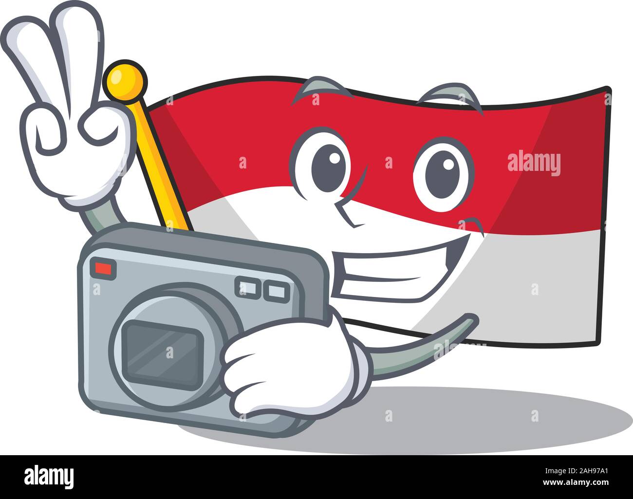 a professional Photographer flag monaco Scroll mascot style with a ...